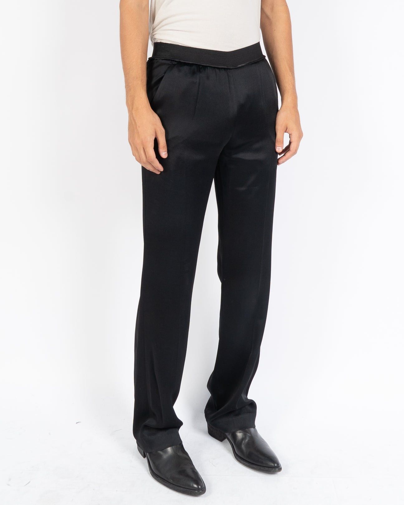 Haider Ackermann SS18 Kuiper Black Satin Trousers Sample | Grailed