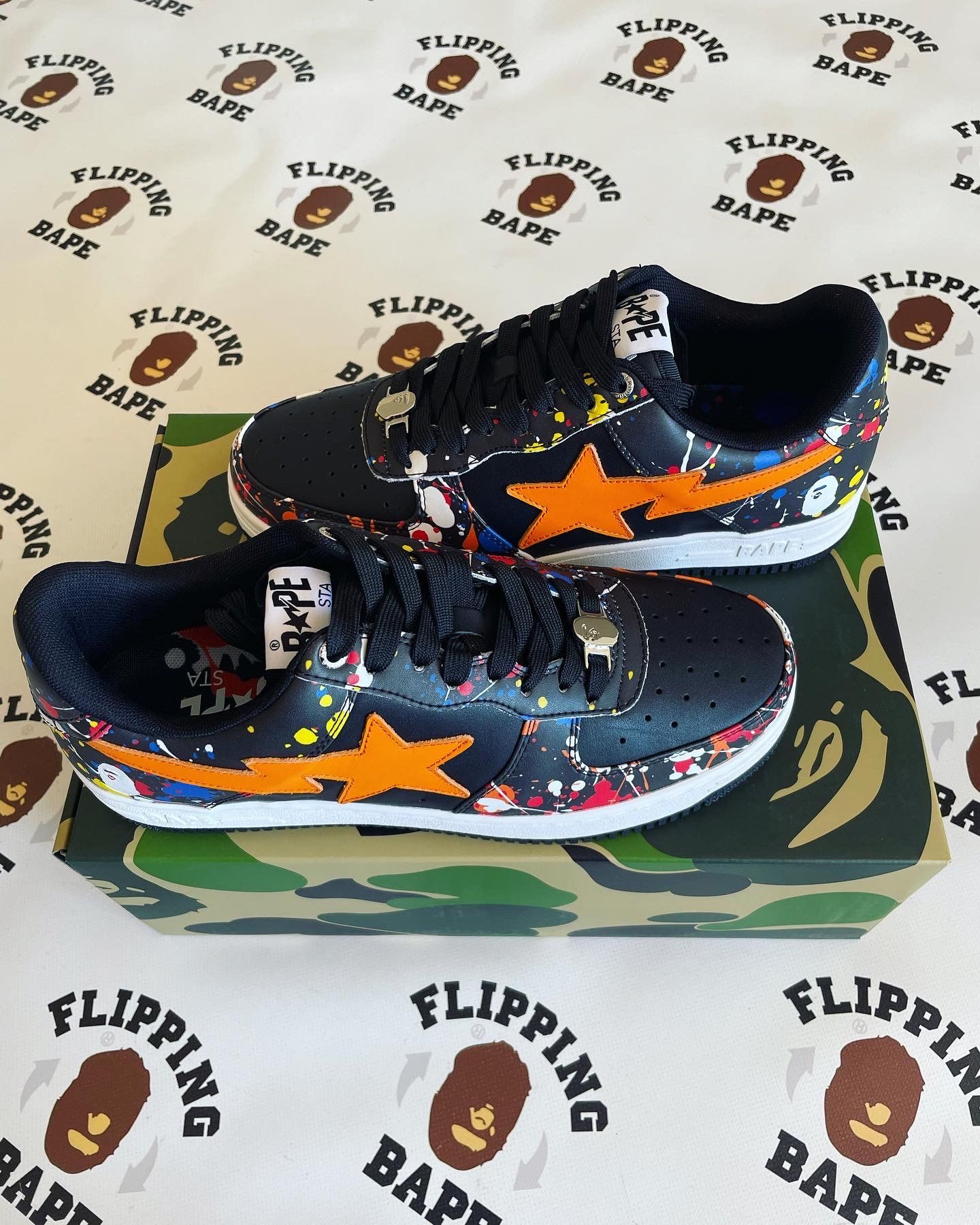 Bape PAINT BAPE STA LOW BLACK | Grailed