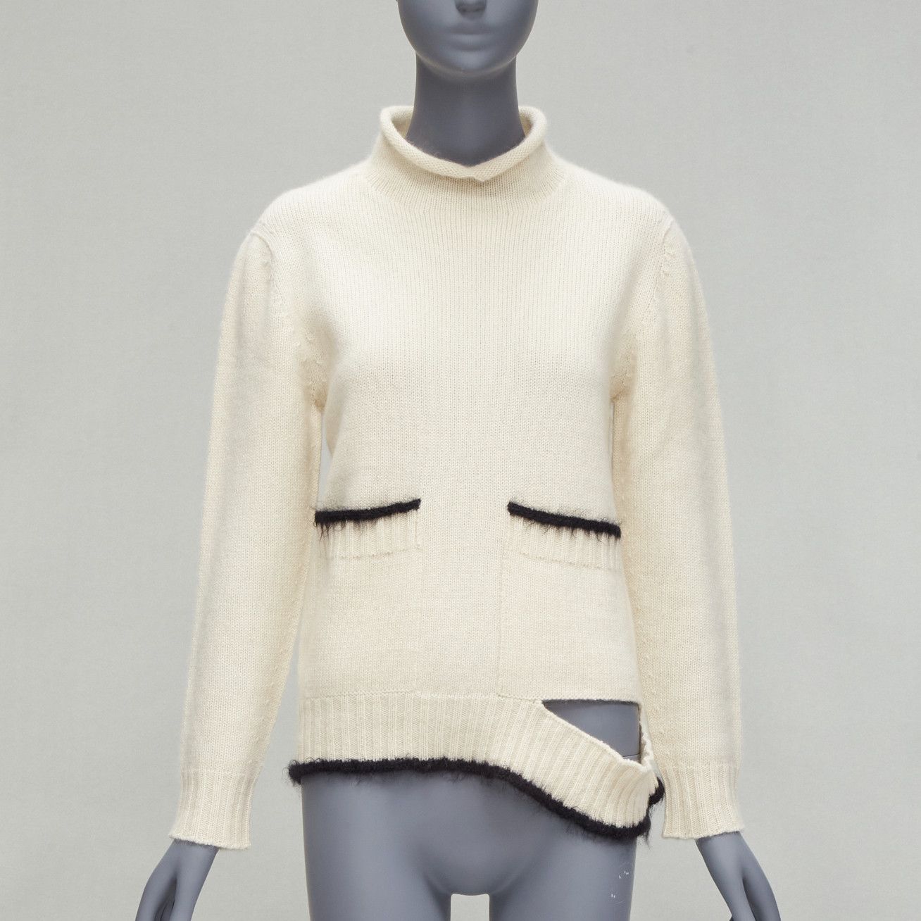 Celine OLD CELINE PHOEBE PHILO cream cashmere mohair detached cutout ...