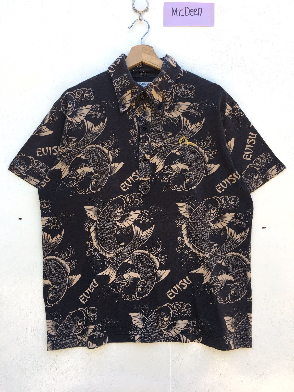 Evisu Vintage Evisu Full Print Koi Fish Buttons Shirt | Grailed
