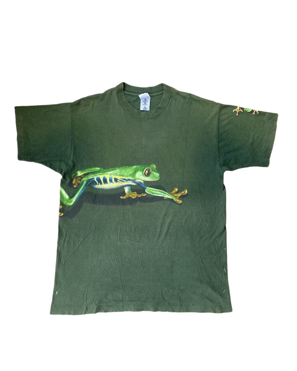 Vintage Vintage 90s Fruit Of The Loom Shirt Nature Green Frog logo ...