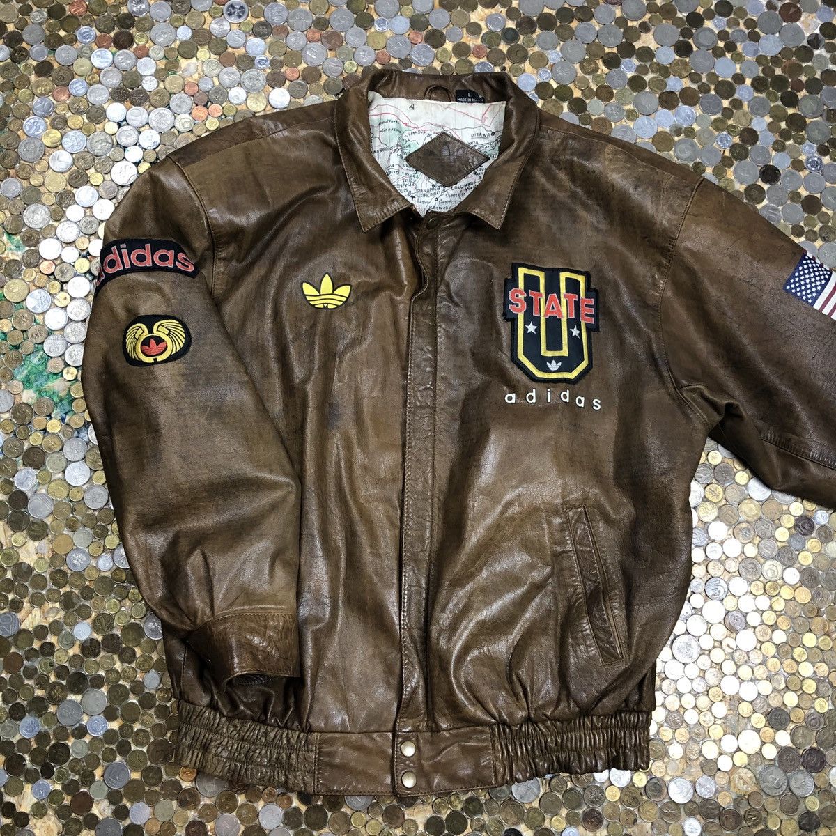 Adidas × Vintage Adidas Vintage leather jacket 90s USA | Grailed