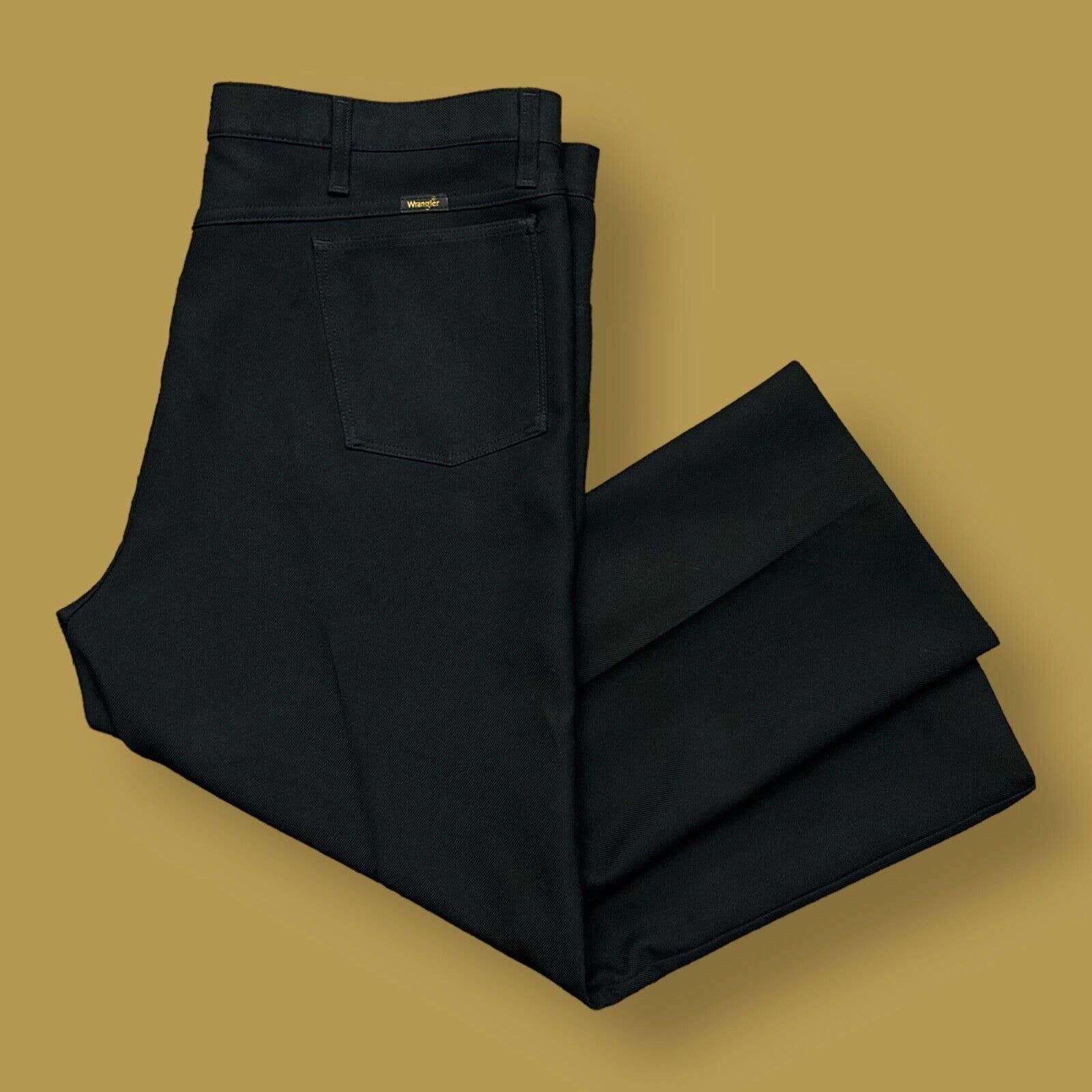 Vintage Vintage Wrangler Polyester Pants 80s 43x26 Black Pants Mens ...