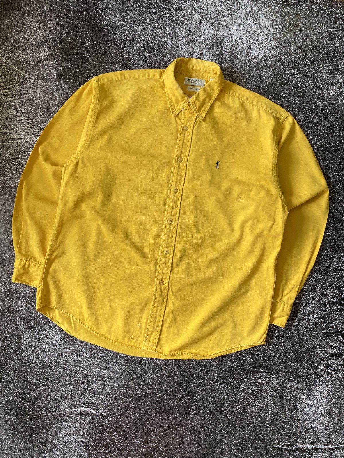 Vintage 90s Vintage Yves Saint Laurent YSL Yellow Long Sleeve Shirt ...
