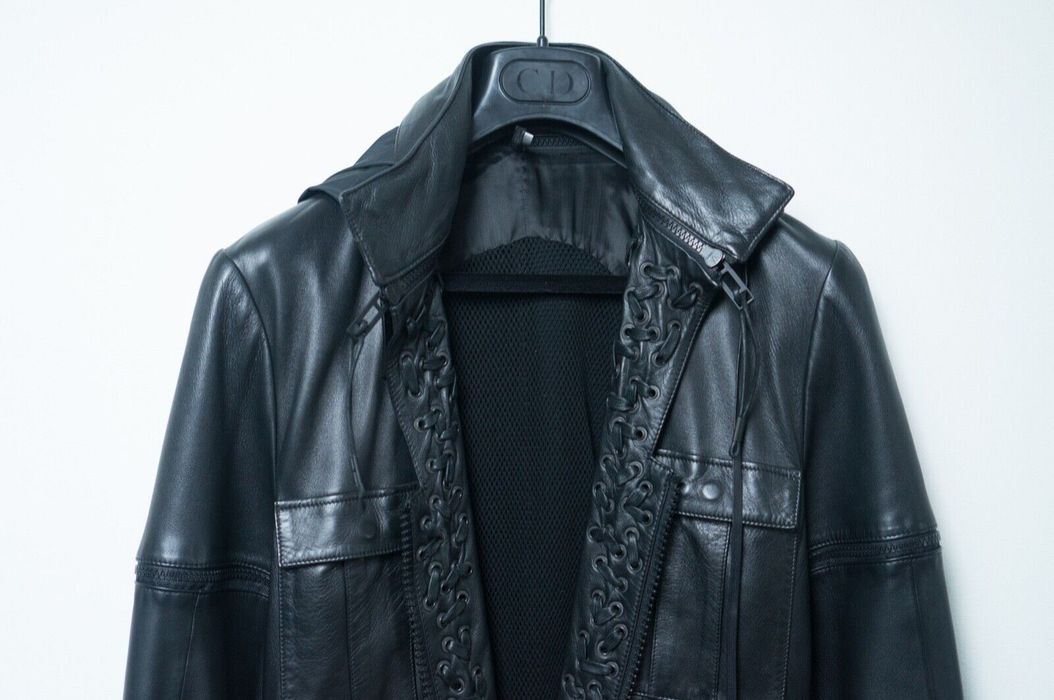 Dior Dior Homme 2004 Strip Black Leather Biker Jacket | Grailed