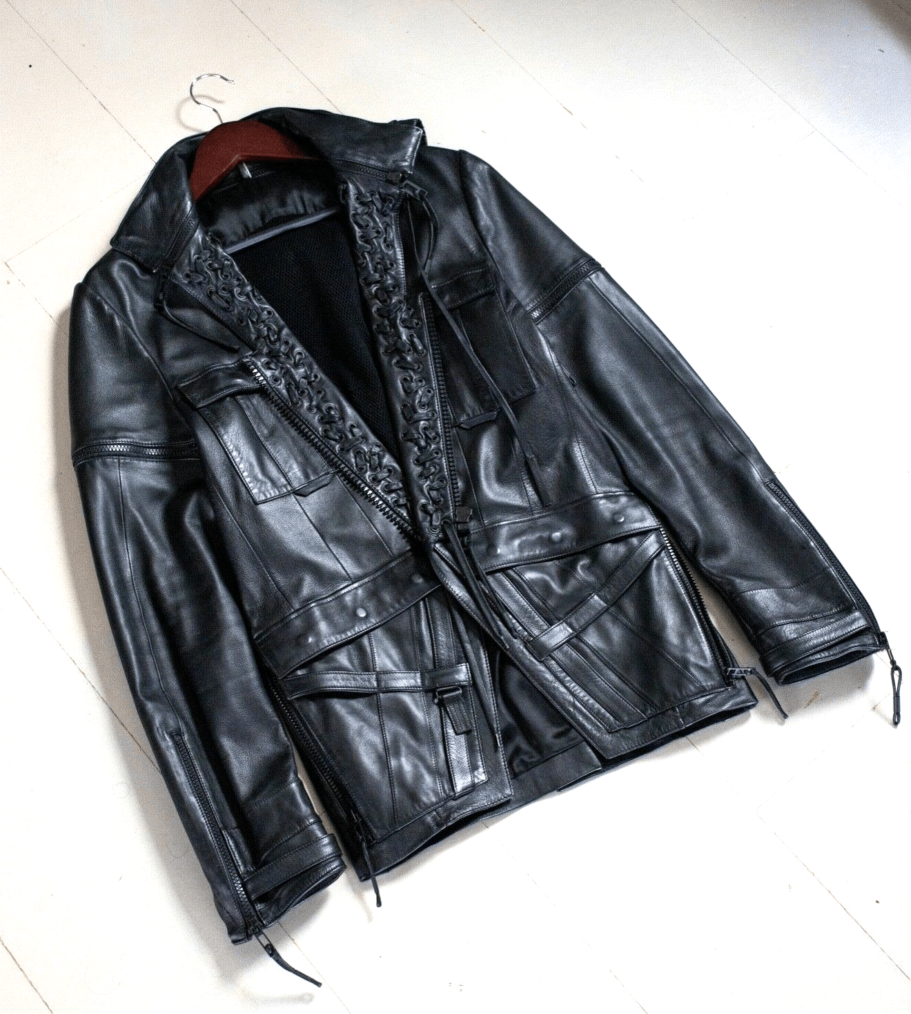 Dior × Hedi Slimane Dior Homme 2004 Strip Black Leather Biker Jacket | Grailed
