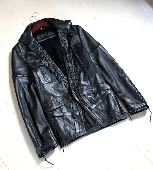 Dior Dior Homme 2004 Strip Black Leather Biker Jacket | Grailed