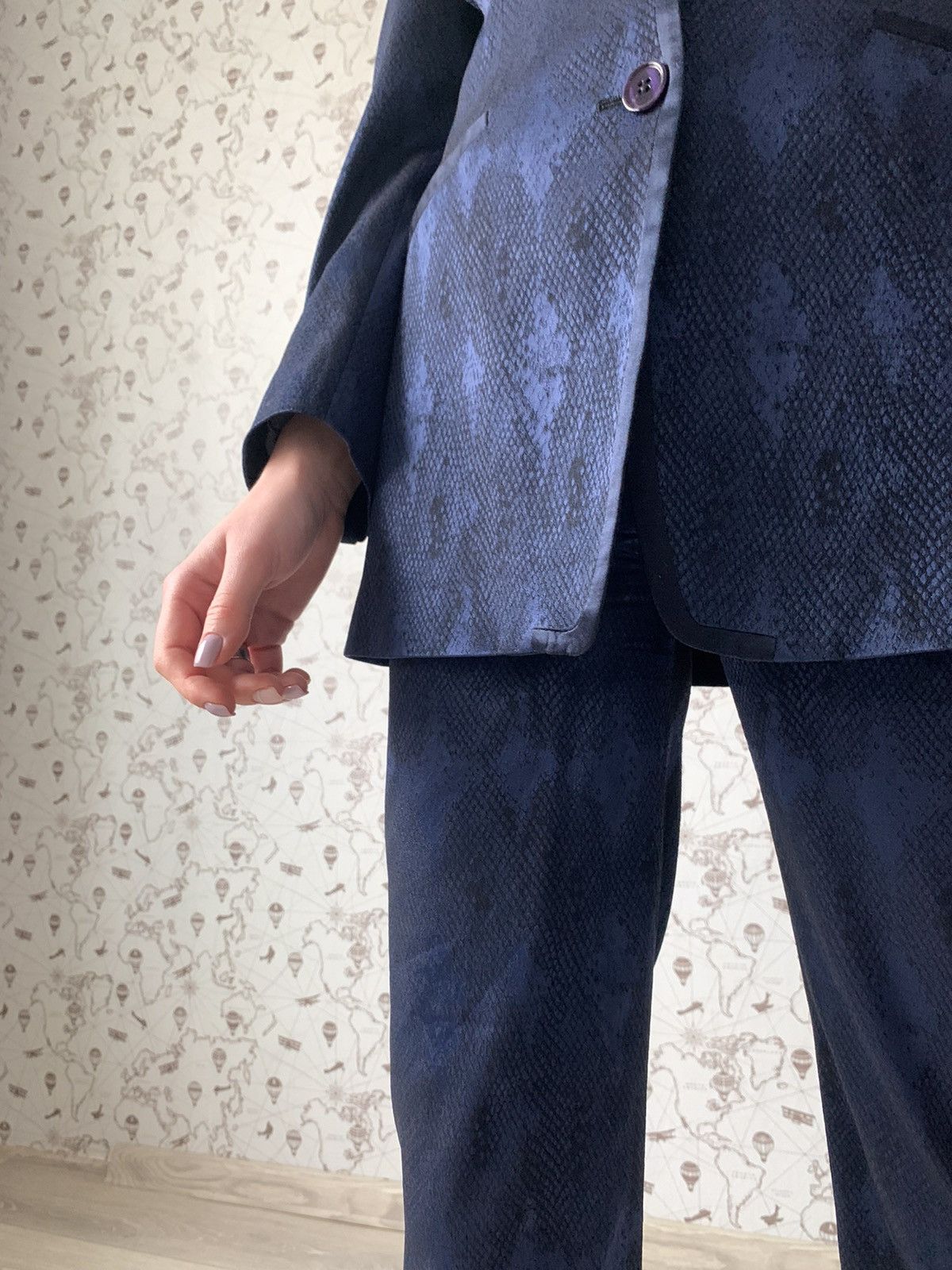 Vintage The Iconic Full Print Blue Snake Suit SZ 42 Women’s Ice Berg ...