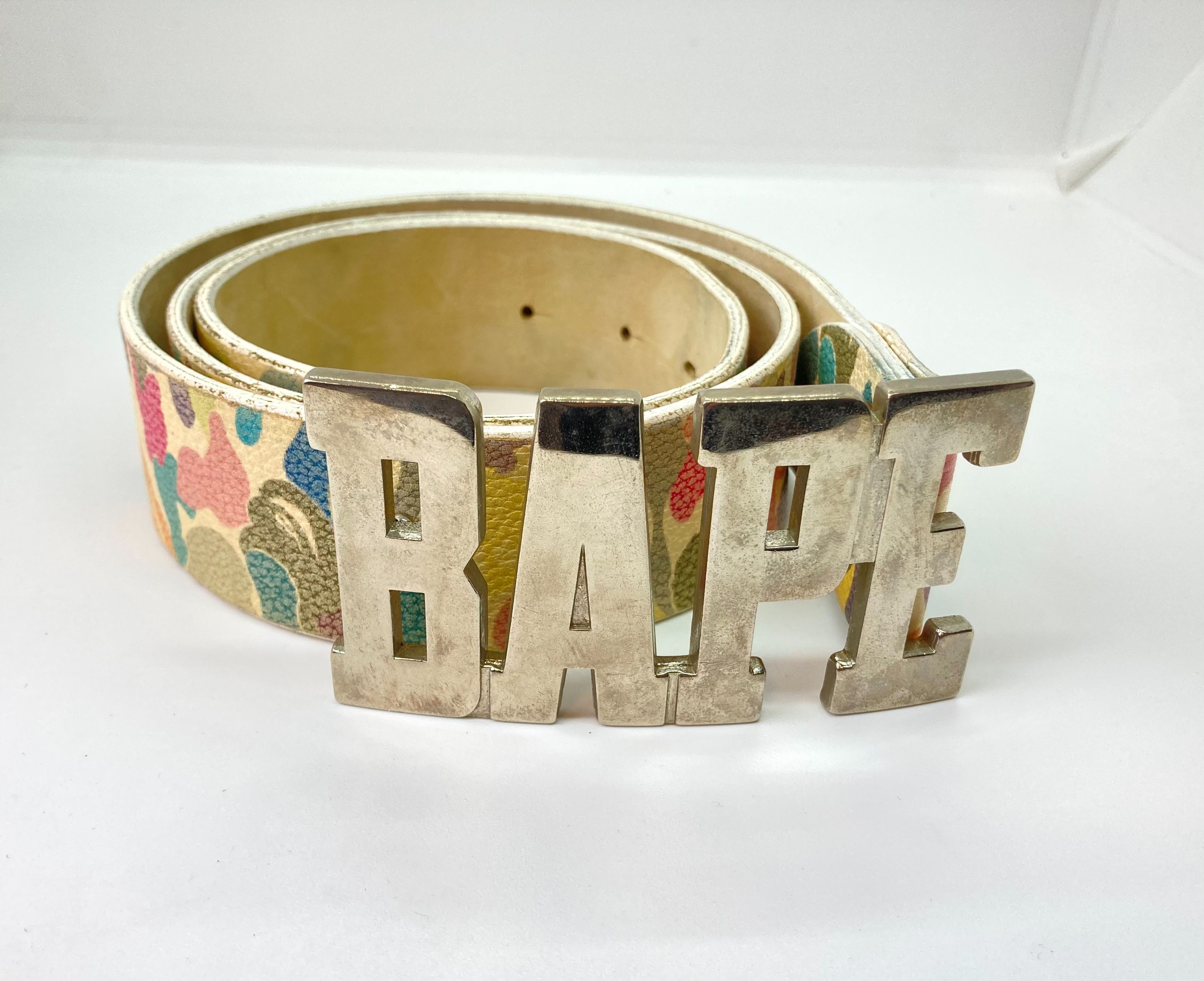 Bape Bape Multi Camo Logo Buckle White USED Belt From Japan | Grailed