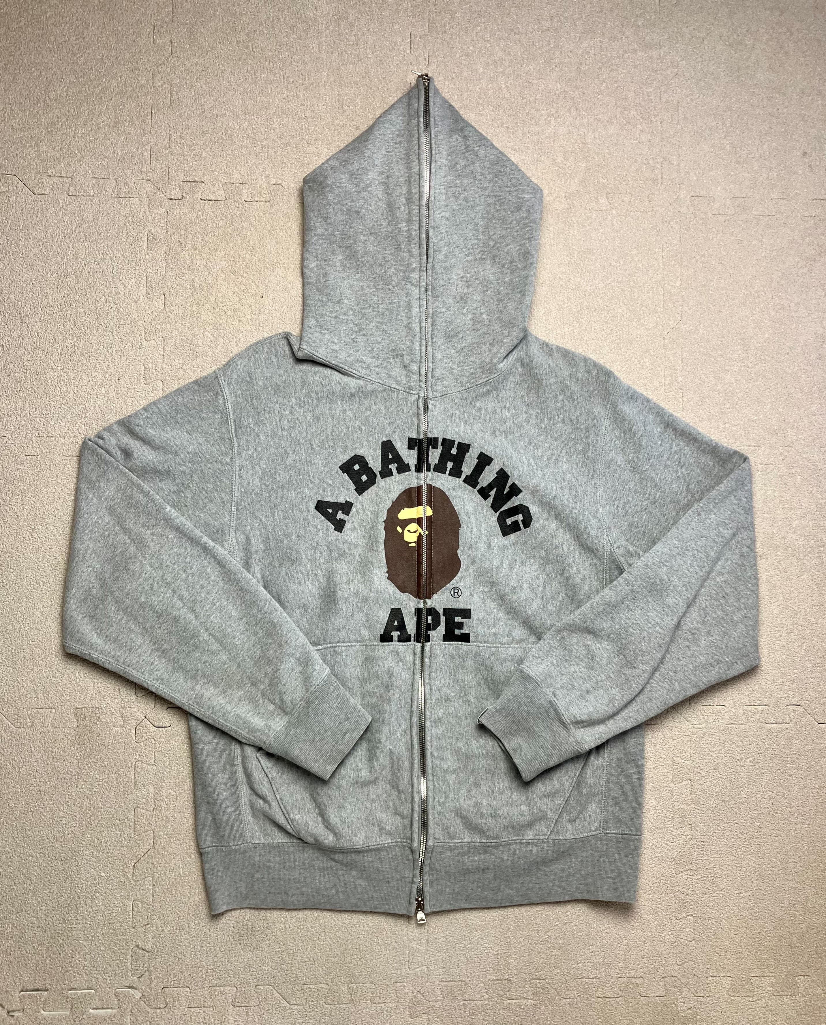 Bape Bape Gray College Color Logo Full Zip Hoodie Size S Japan | Grailed