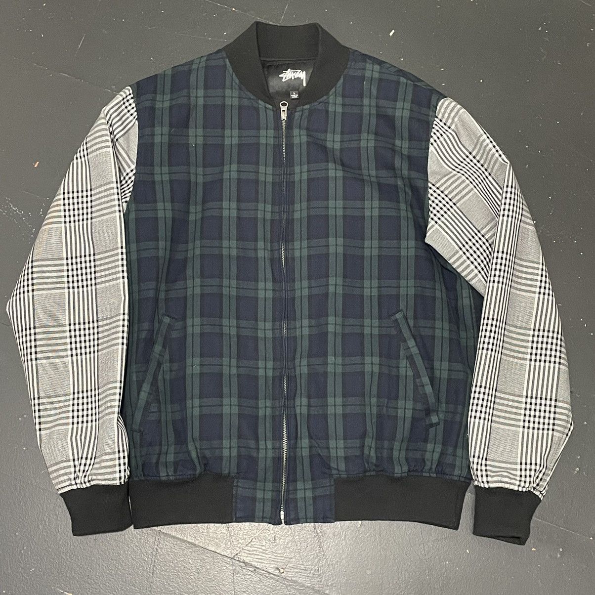 Vintage Stussy Harrington dad jacket plaid two pattern streetwear | Grailed