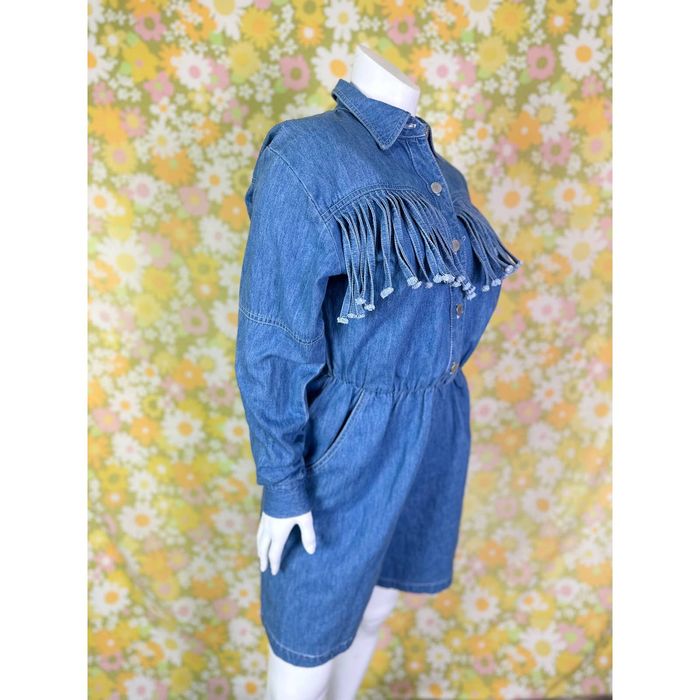 Vintage Vintage 80's Western Fringed Denim Romper | Grailed