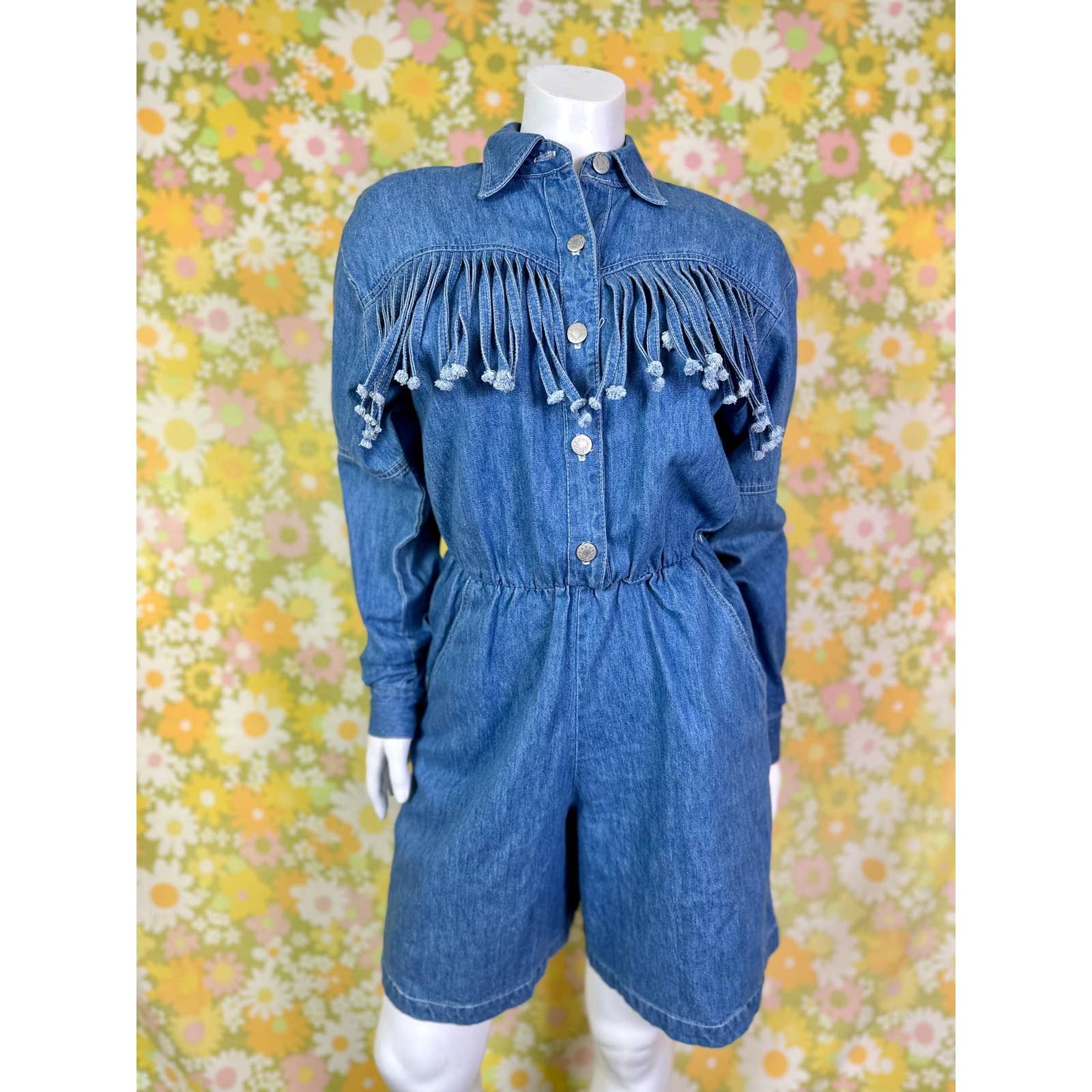 Vintage Vintage 80's Western Fringed Denim Romper | Grailed