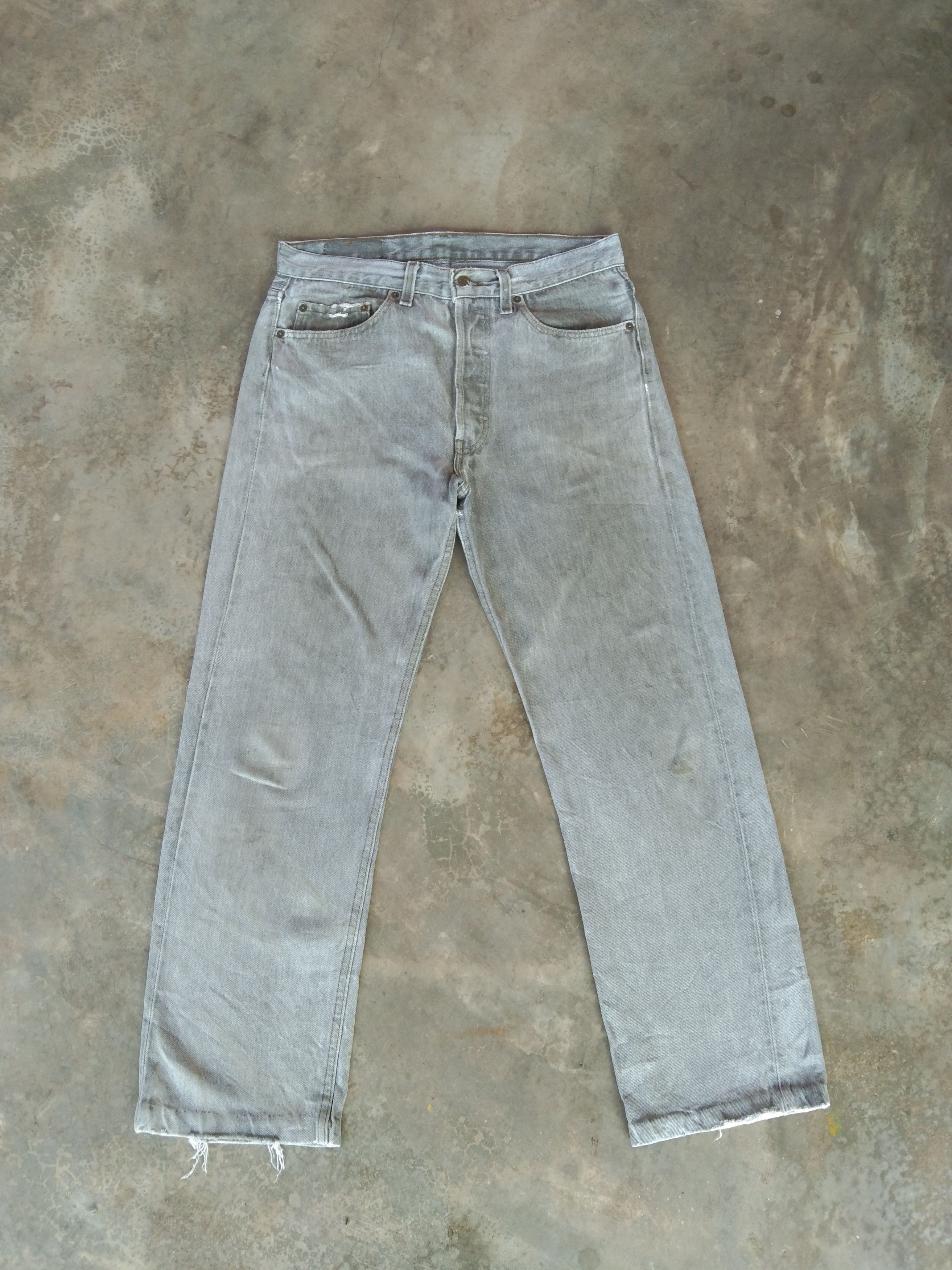 Vintage 90s Vintage Levi's 501 Grey Made In USA Distressed Jeans | Grailed