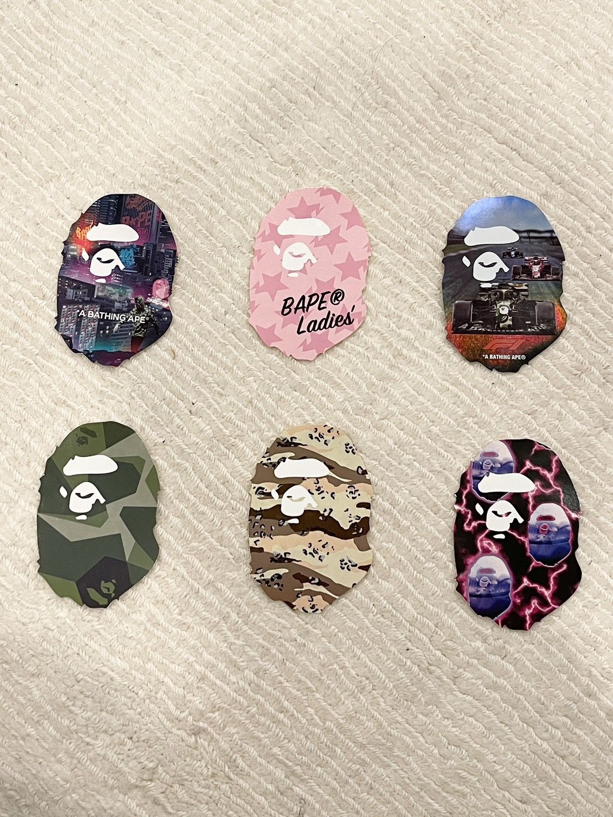 Bape Bape Head Stickers x 6 (Unused) | Grailed