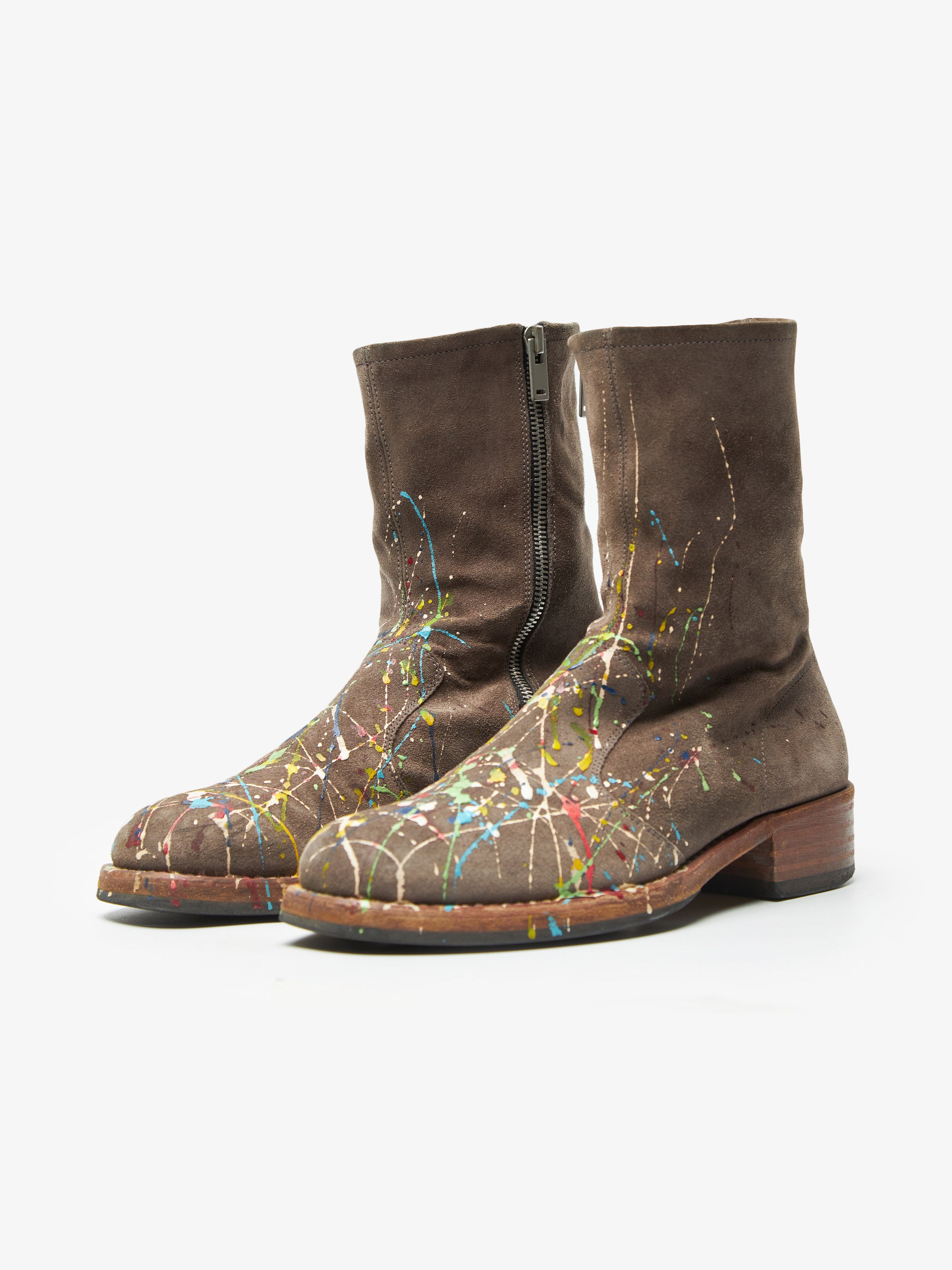 Maison Margiela Brown Paint Splattered Replica Vachetta Leather Campus ...