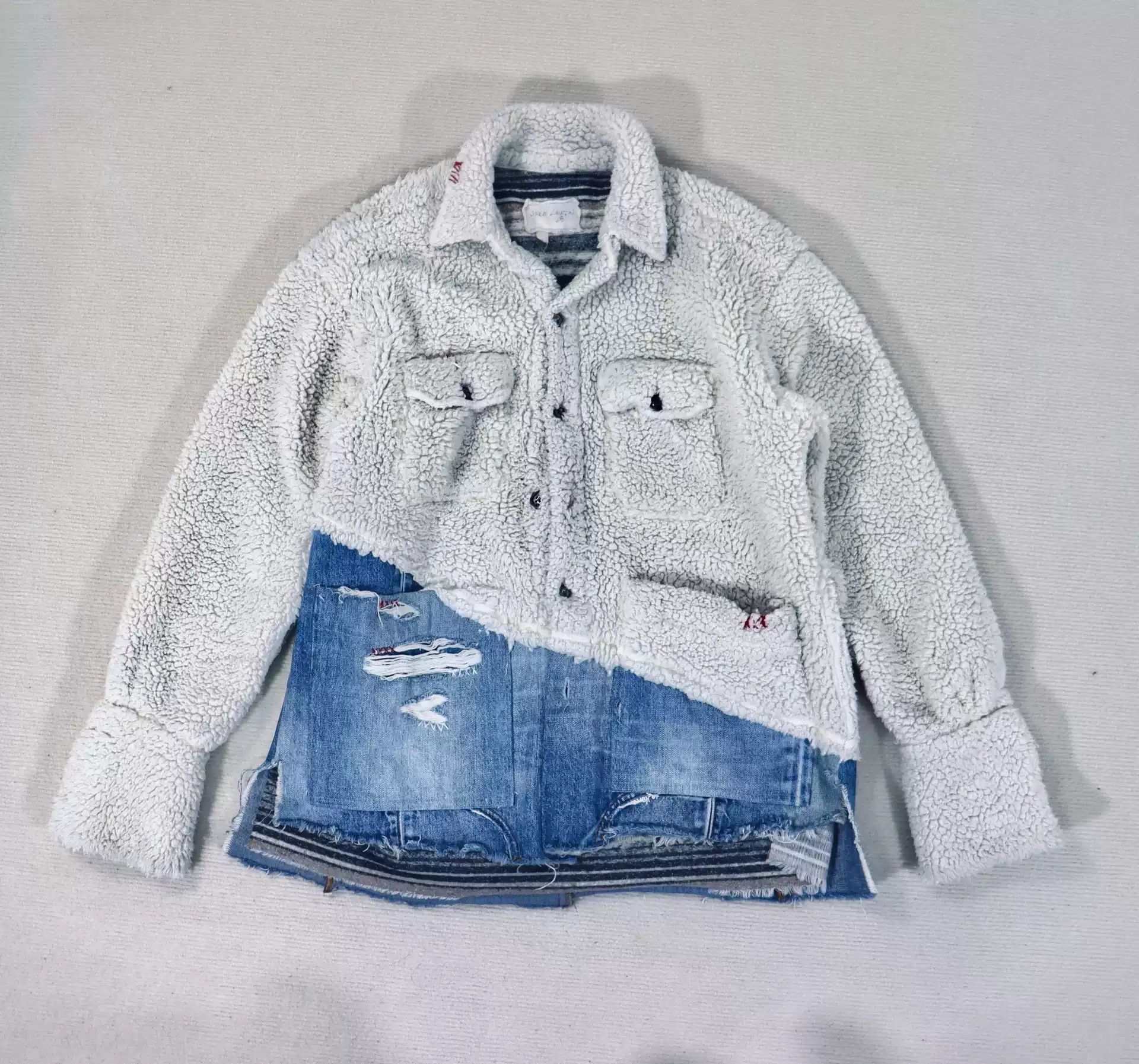 Greg Lauren greg lauren lambswool patchwork jacket | Grailed