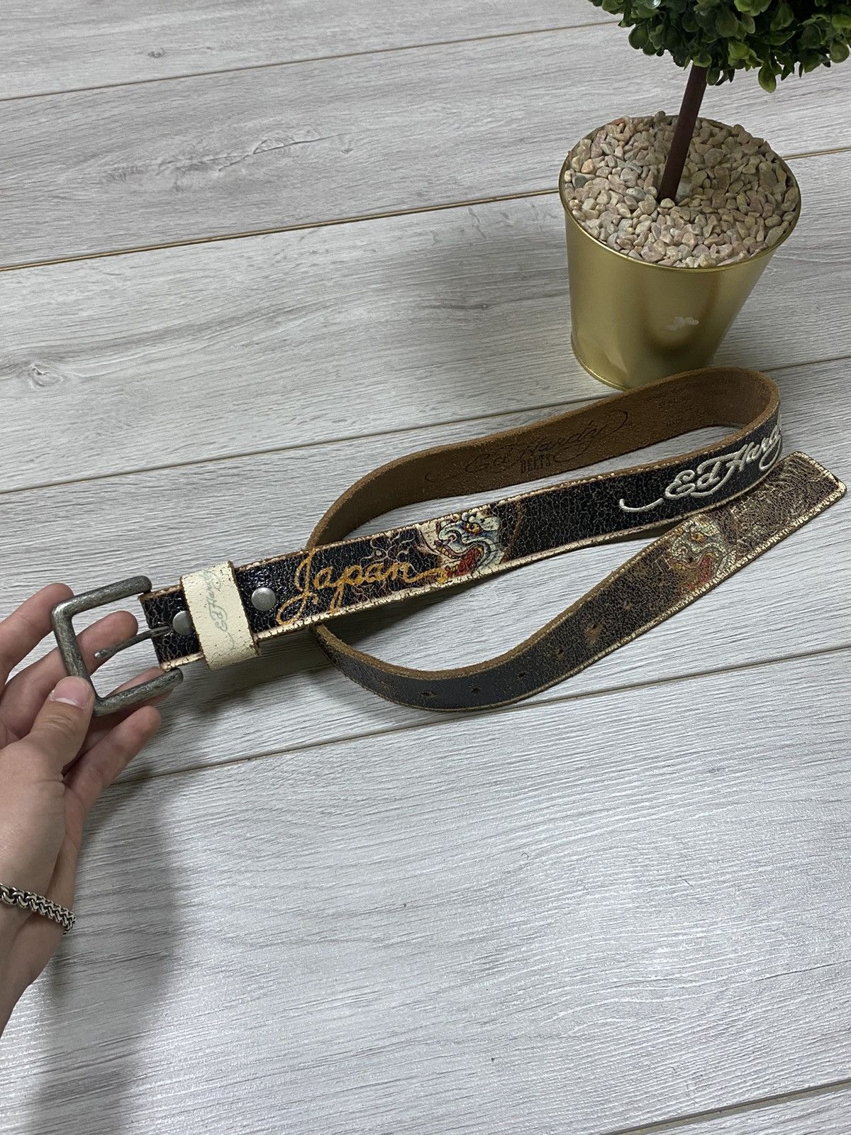Ed Hardy × Vintage Ed Hardy 🇯🇵 vintage Japan hanya mask leather belt ...