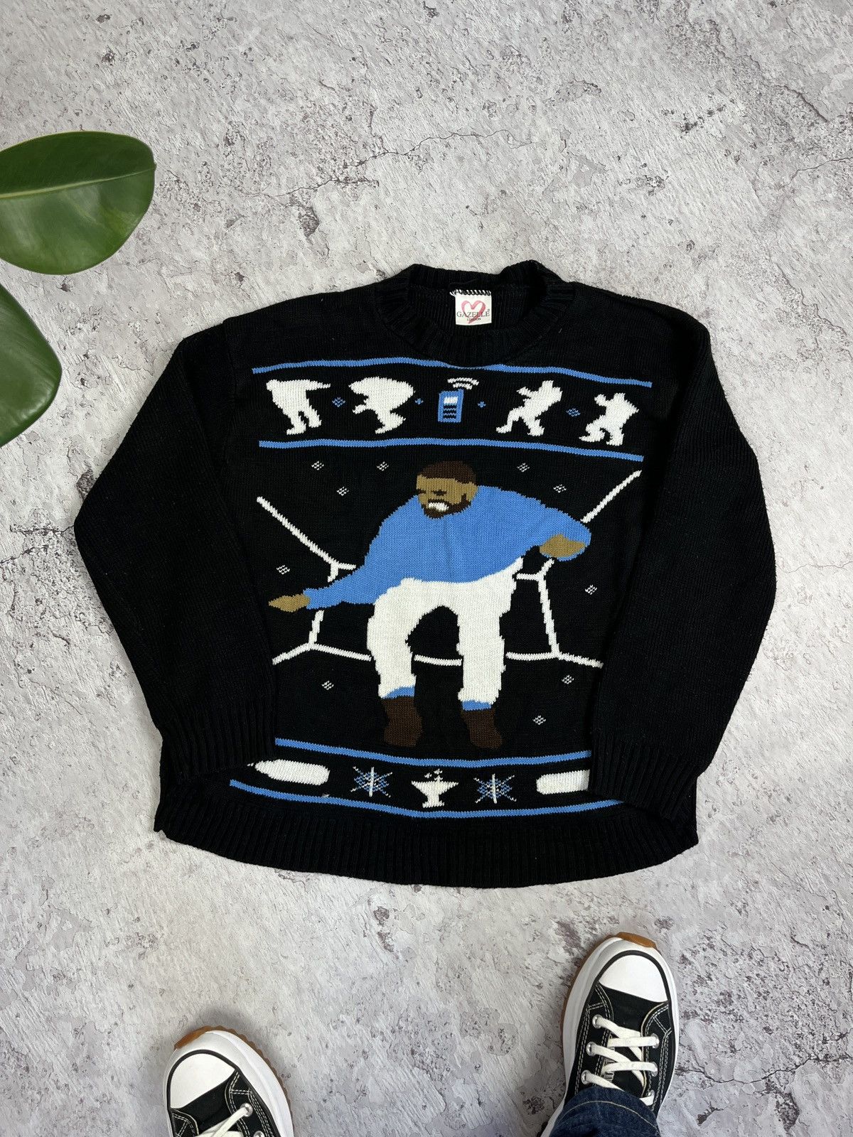 Designer × Drake × Vintage Vintage Drake Big Print Y2K Black Sweater ...