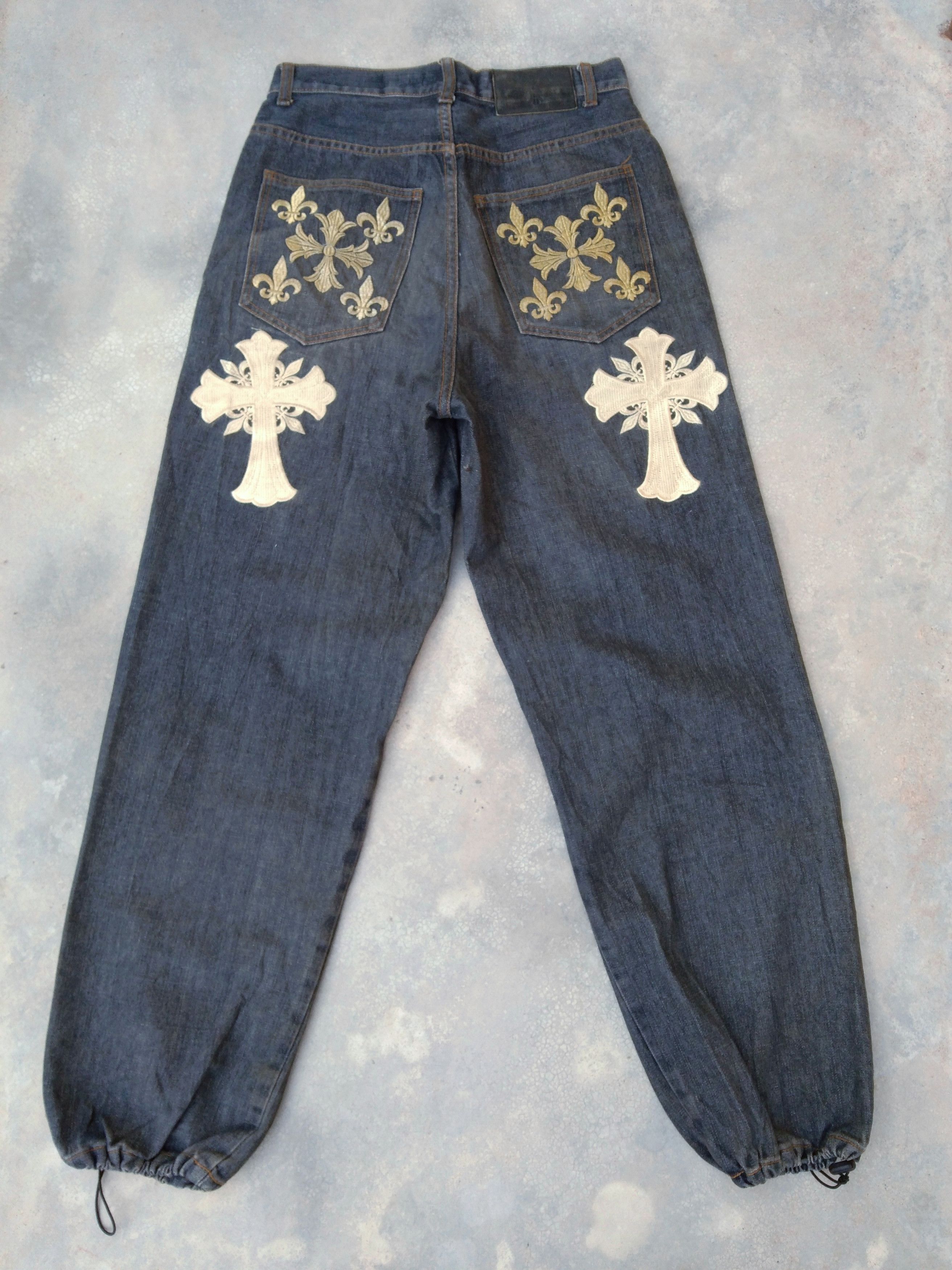 Japanese Brand × Jean × Vintage Embroidered Cross Denim 30x31 | Grailed