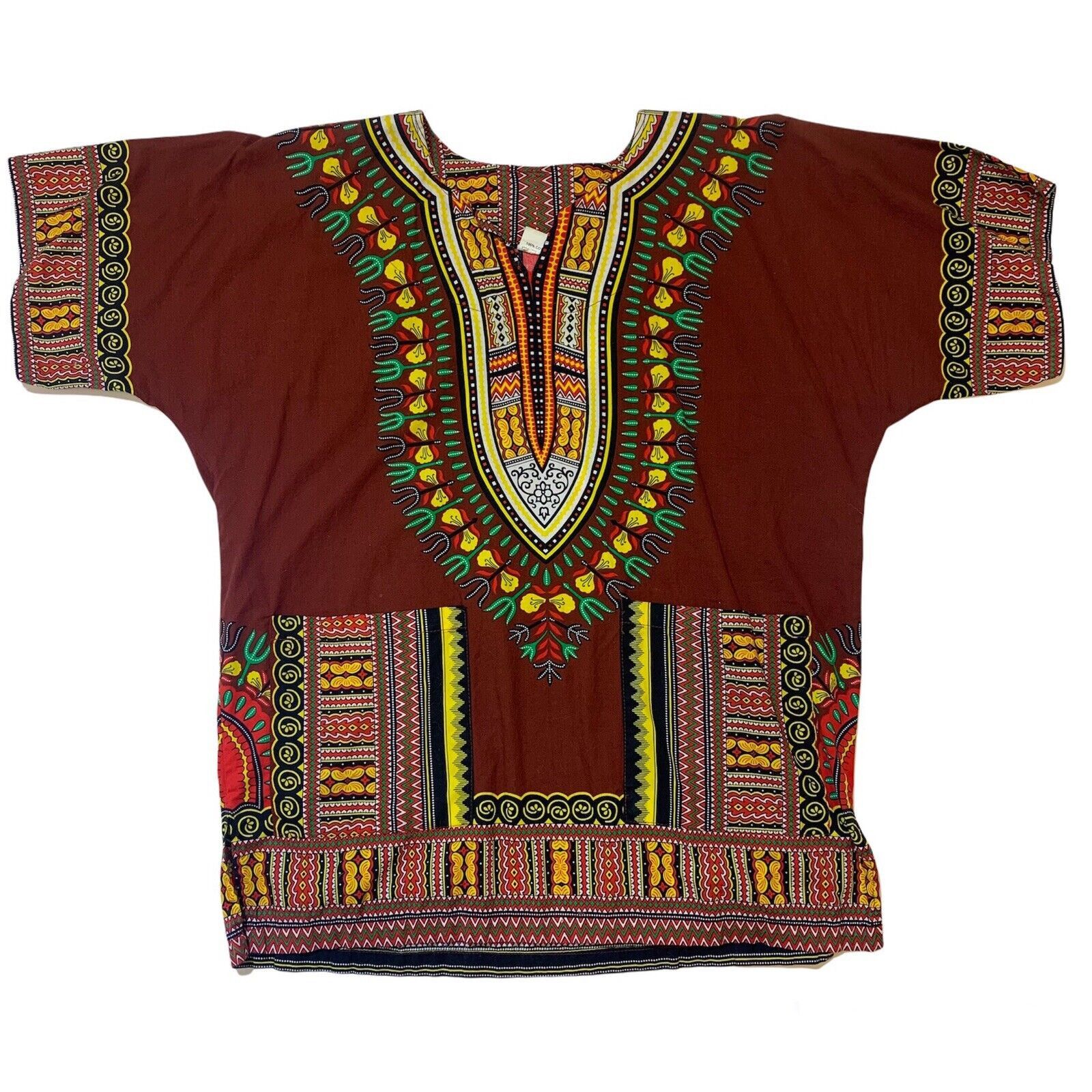 Vintage Big Mama Dashiki Hippie Maroon Traditional African Shirt | Grailed