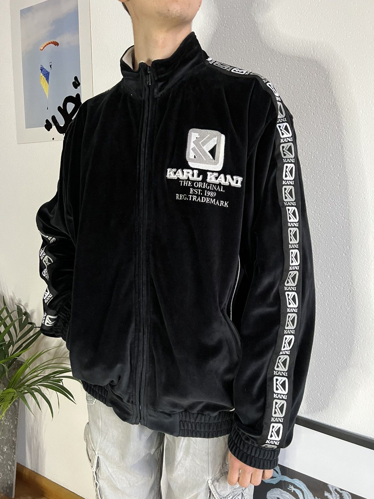 Karl Kani × Vintage Vintage Balck Karl kani velour tracksuit jacket ...