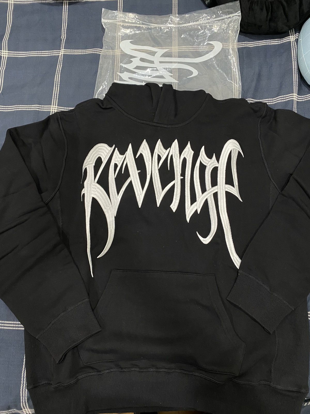 Revenge Revenge Embroidered Logo Hoodie Black/White | Grailed