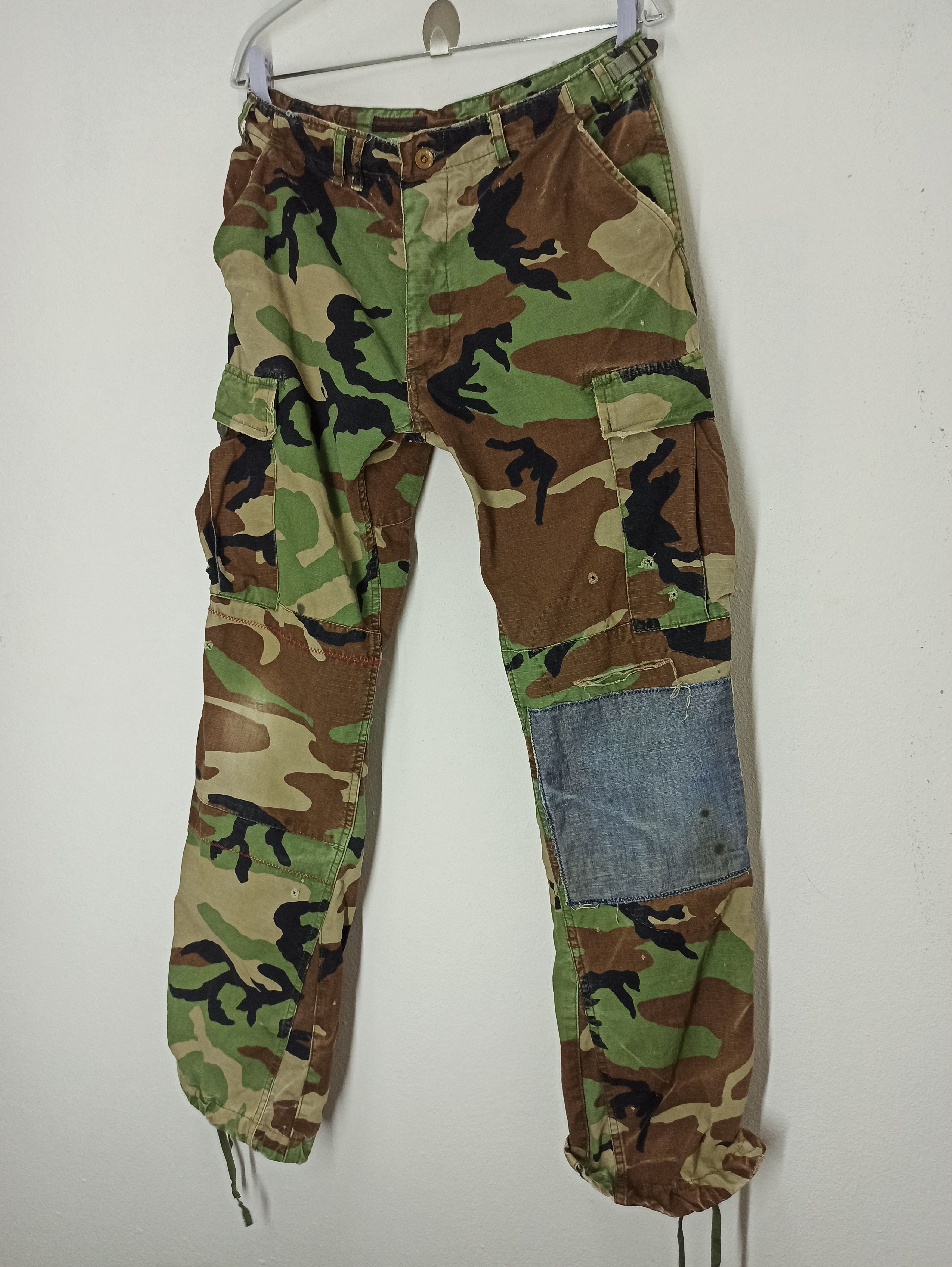 Military Patchwork Cargo Pants Guatermala Military Denim Patch Camo ...