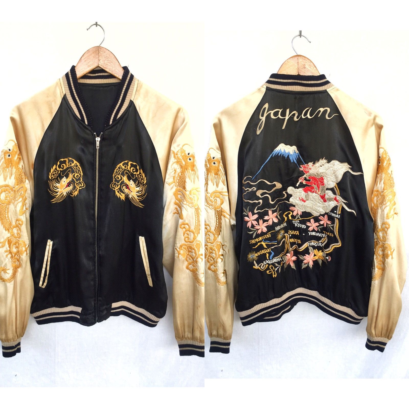 Japanese Brand × Sukajan Souvenir Jacket 80s 🇯🇵 Map Dragon Embroidery ...