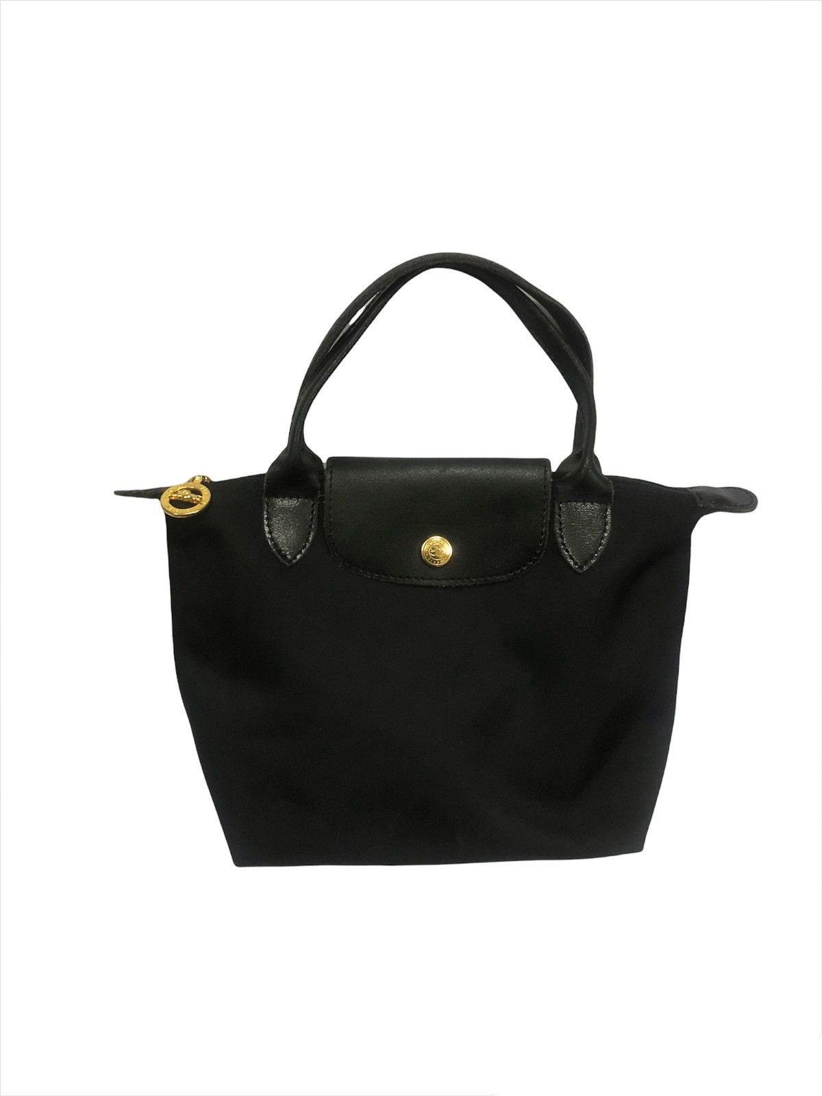 Longchamp GRAIL🔥Longchamp 🇫🇷 Noir Le Pliage Cuir Webbing Mini Bag | Grailed