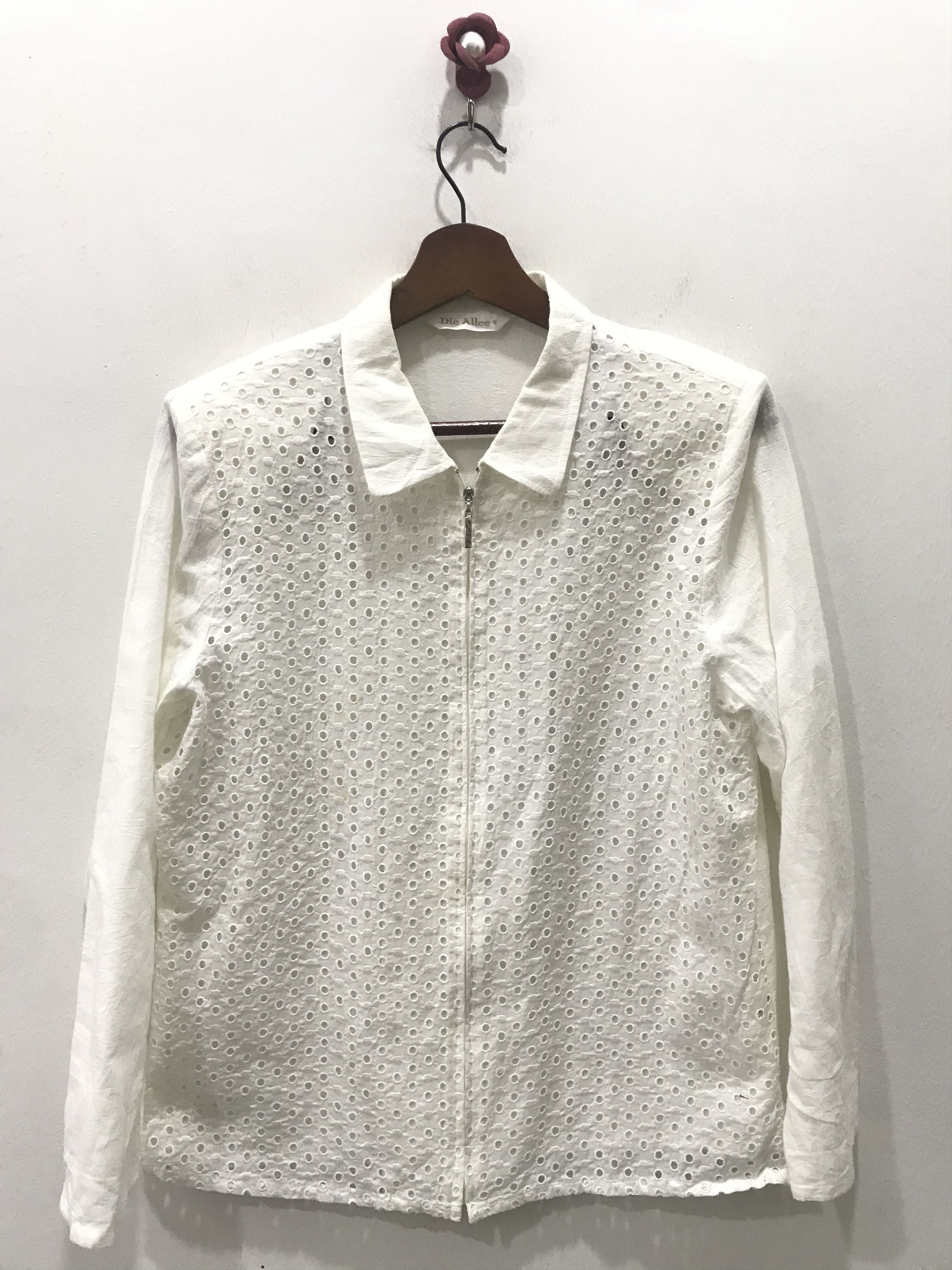 Cardigan DIEALLEE Summer Transparent Embroidery Zipper Light Jacket ...