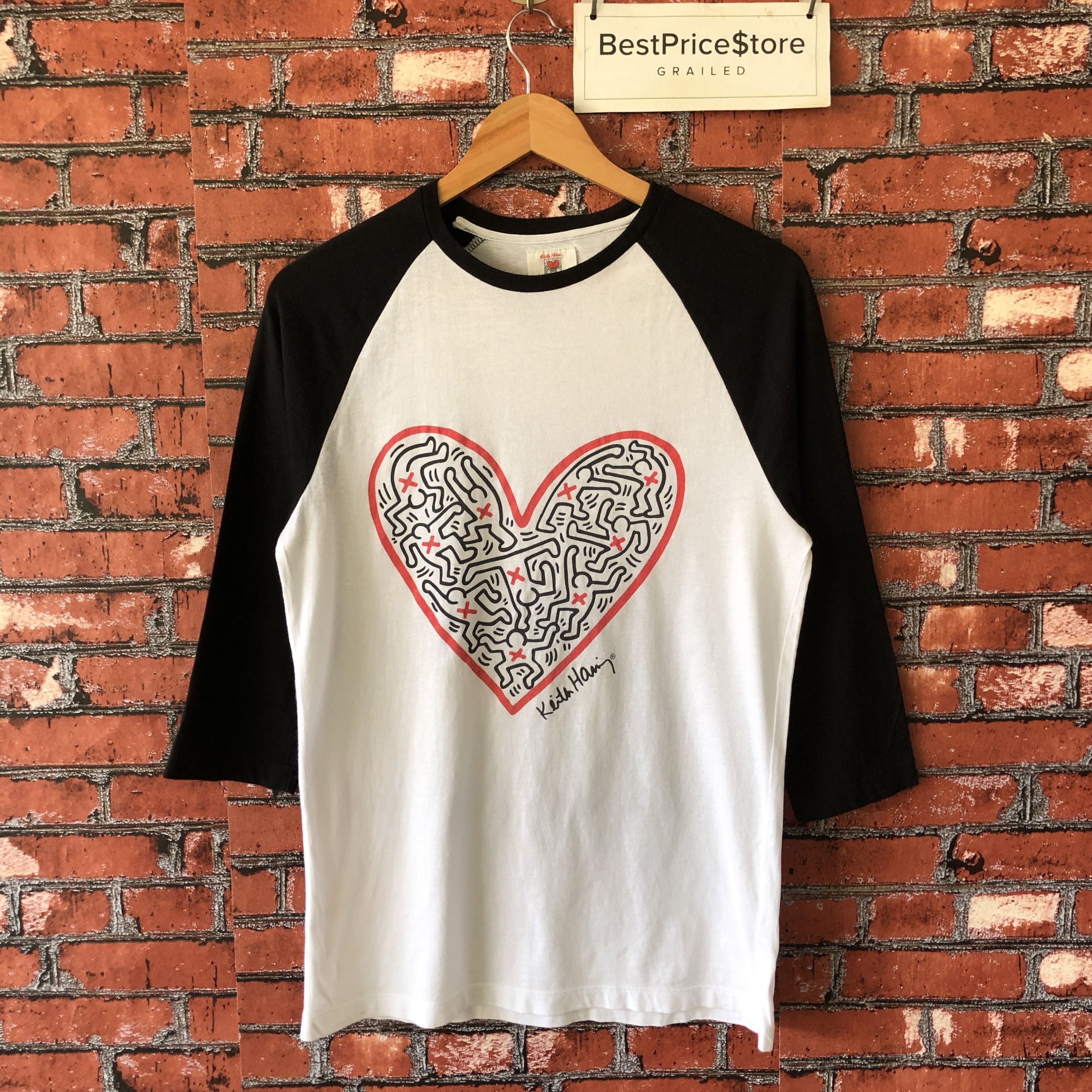 Keith Haring Keith Haring Love Pop Art Big Logo Raglan 3Q Tee Shirt ...