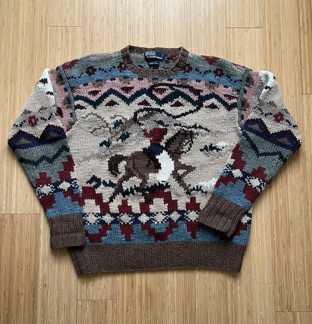 Polo Ralph Lauren Vintage Wool cowboy knit sweater polo kanye west ...