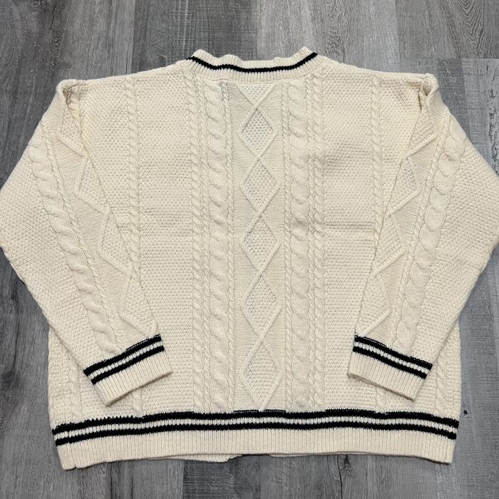 American Apparel TAYLOR SWIFT Ivory/Blue Cotton Cable Knit Cardigan ...