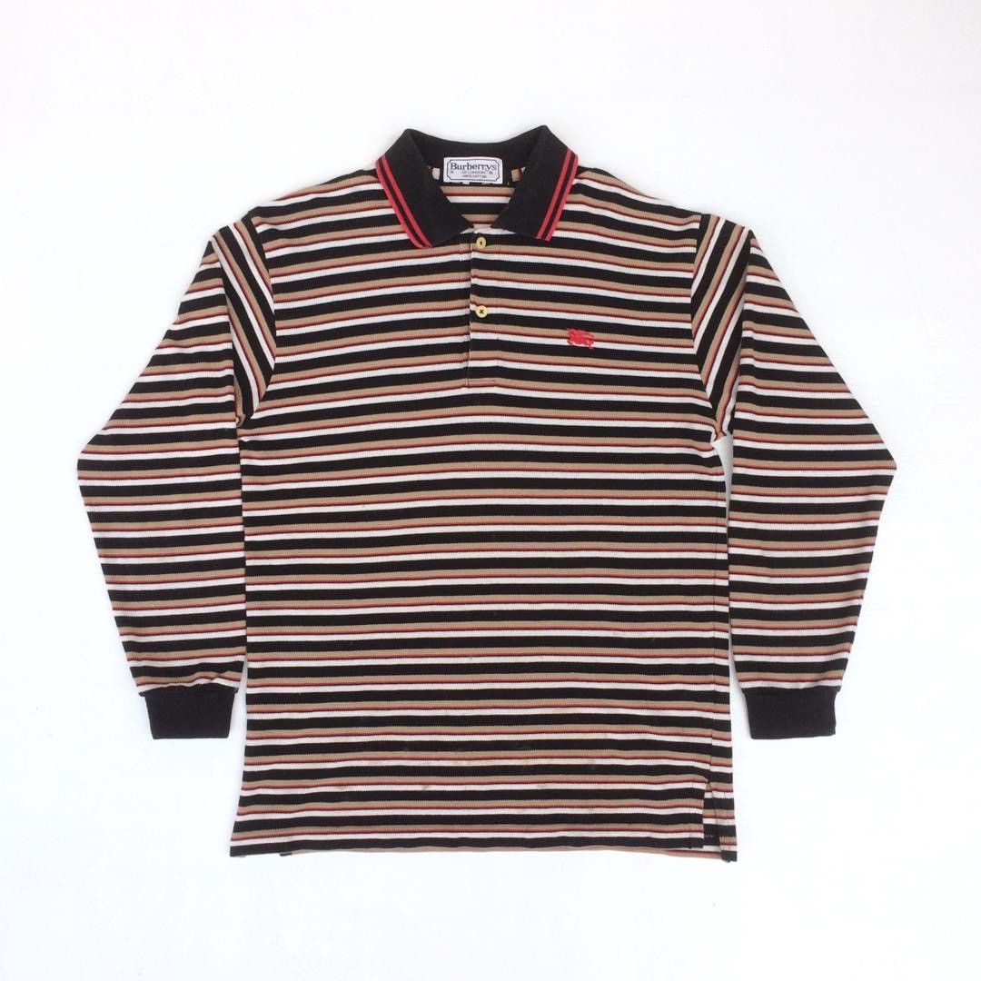 Burberry × Vintage Vintage 3 Color Striped Burberry L/Sleeve | Grailed