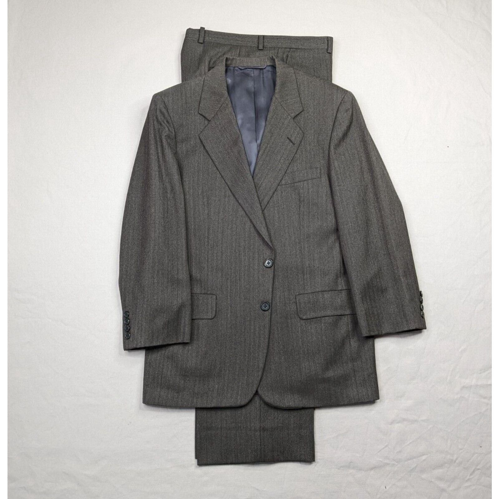 Vintage Hickey Freeman Suit Adult 41 Short Brown Gray Herringbone ...