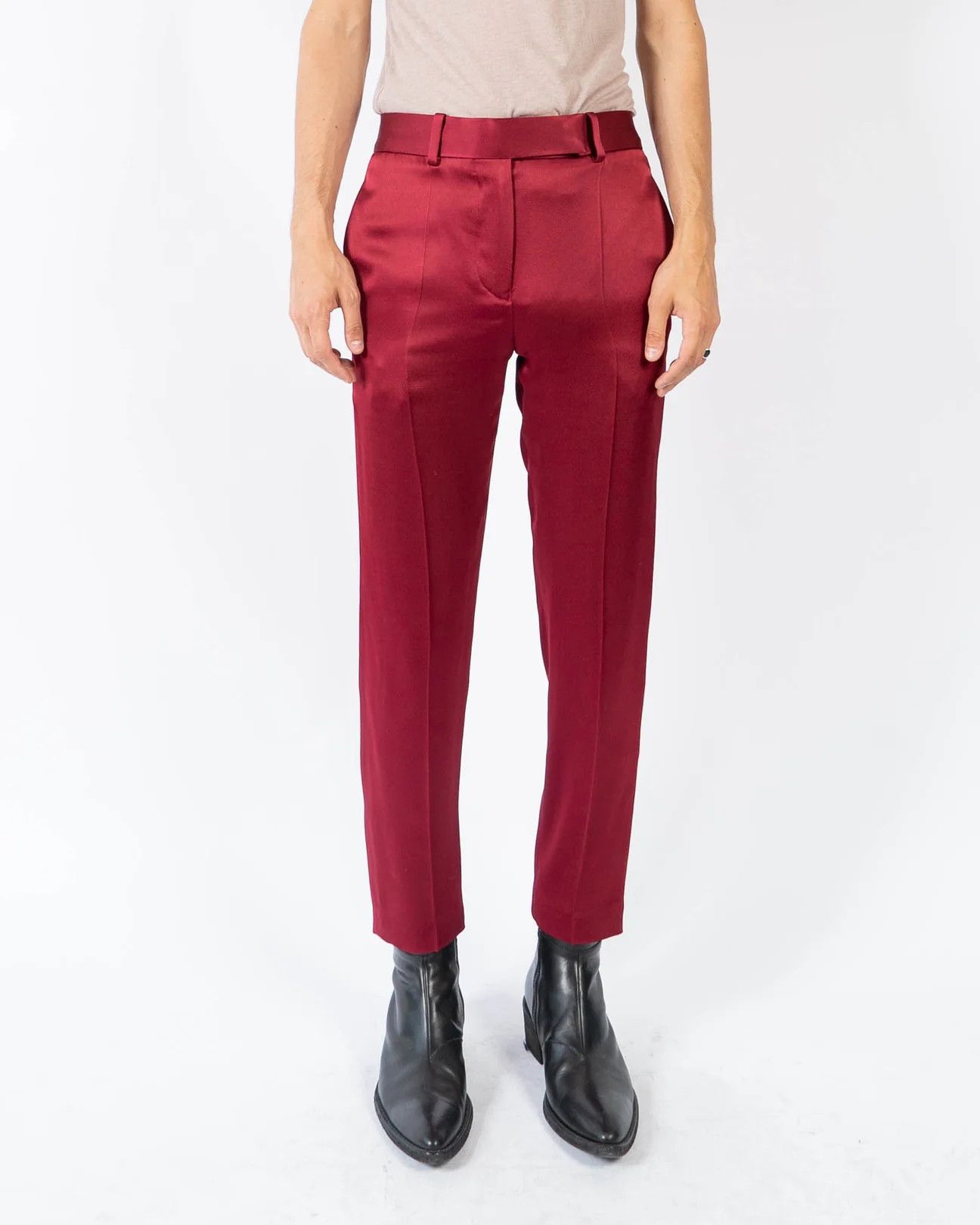 Haider Ackermann FW19 Cropped Red Satin Trousers | Grailed