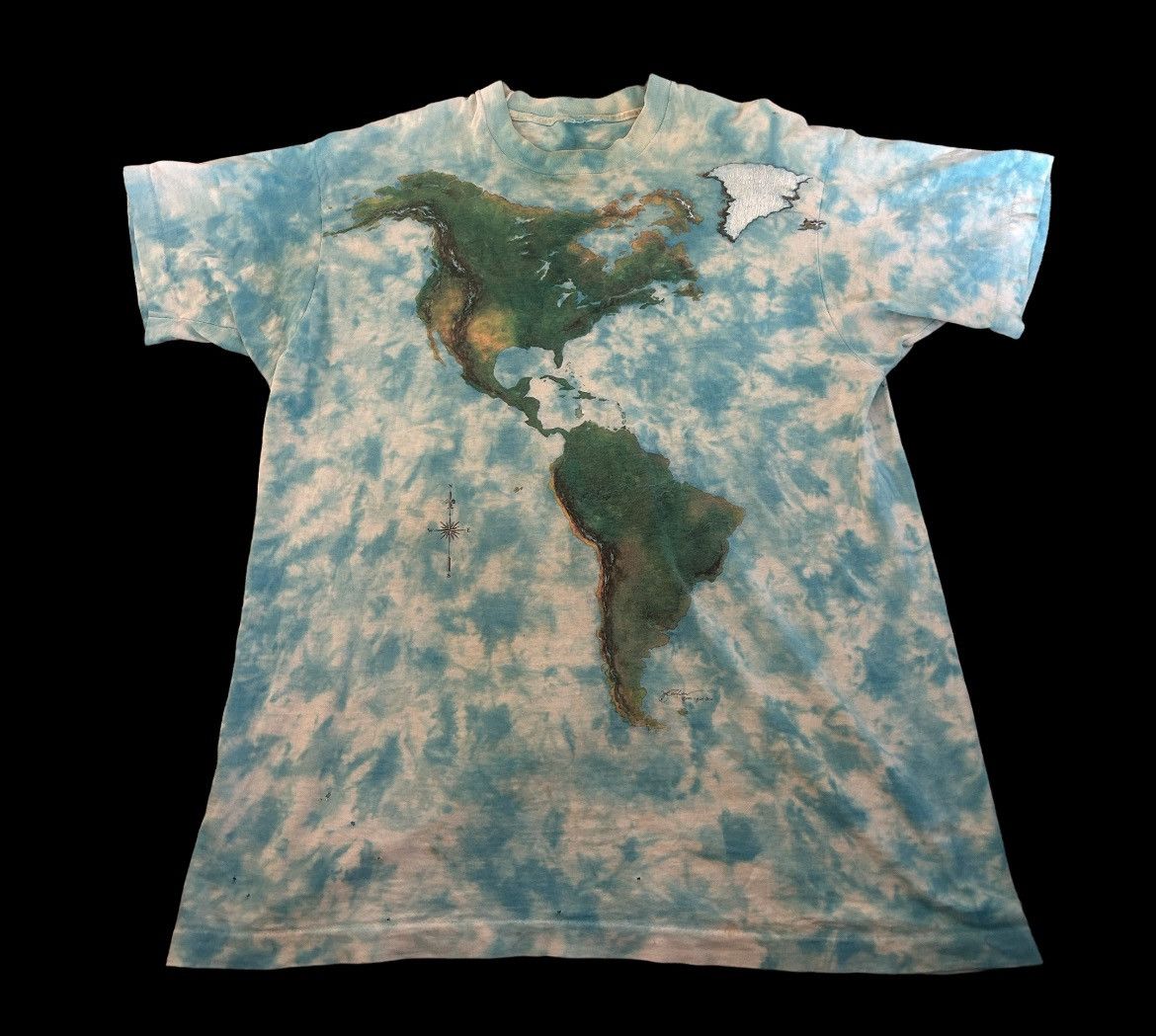 Vintage 1993 Liquid Blue World Map All Over Print AOP T-Shirt | Grailed