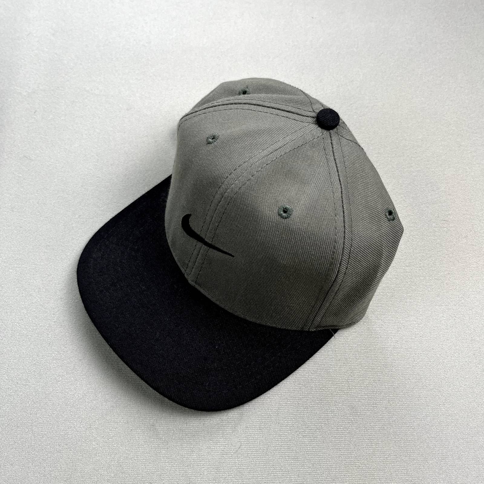 Nike × Vintage Vintage Nike Hat Cap Fitted 7 Gray Black Swoosh Logo ...
