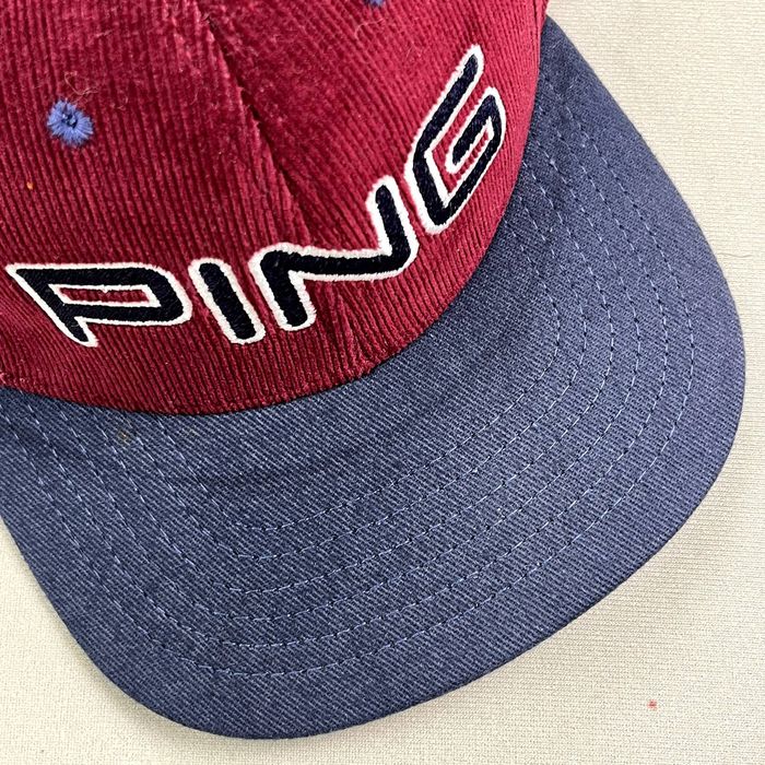 Vintage Vintage PING Golf Hat Cap Red Blue Corduroy PGA Made USA 90s ...