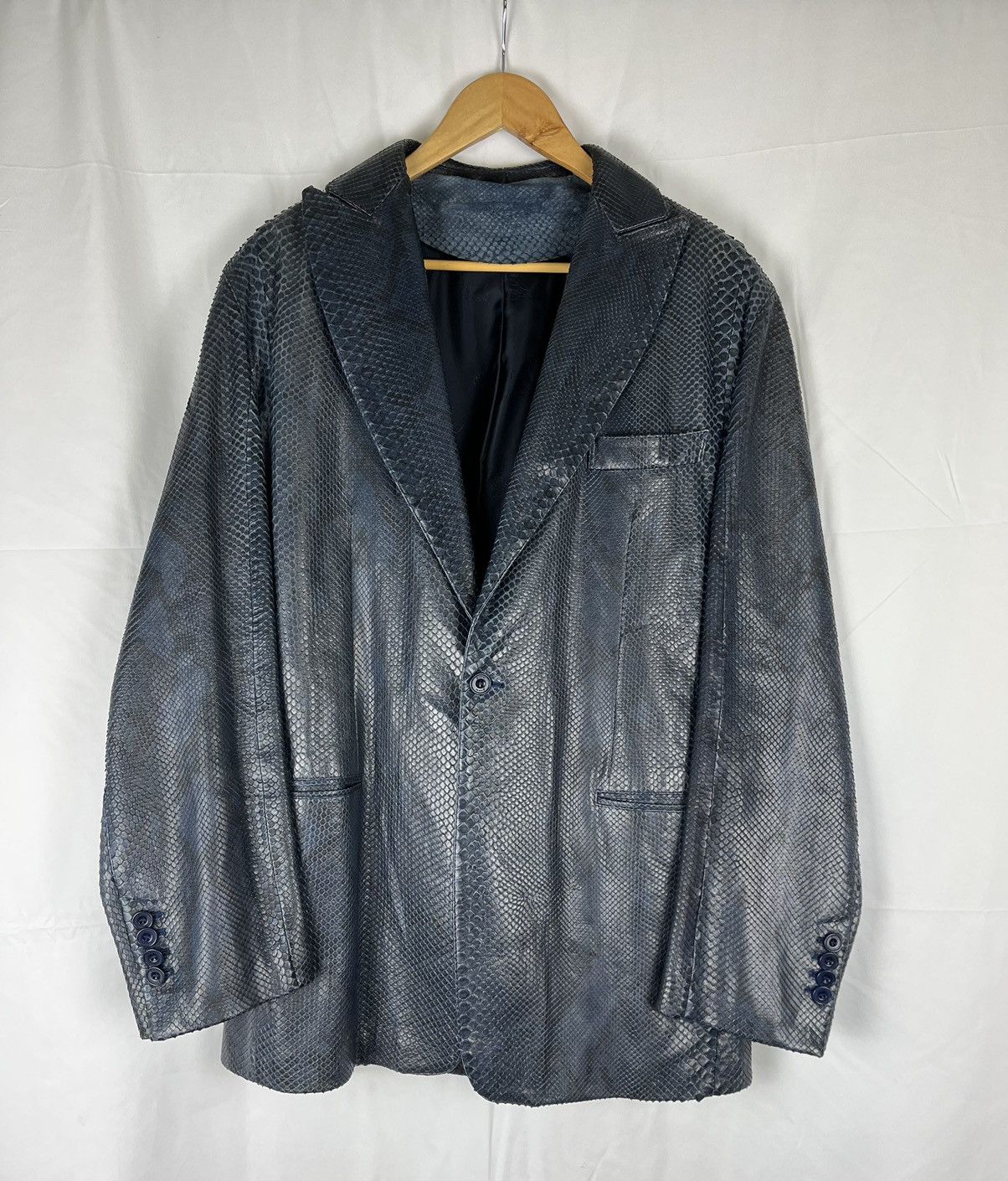 Brioni Python Snake Navy Leather Blazer | Grailed