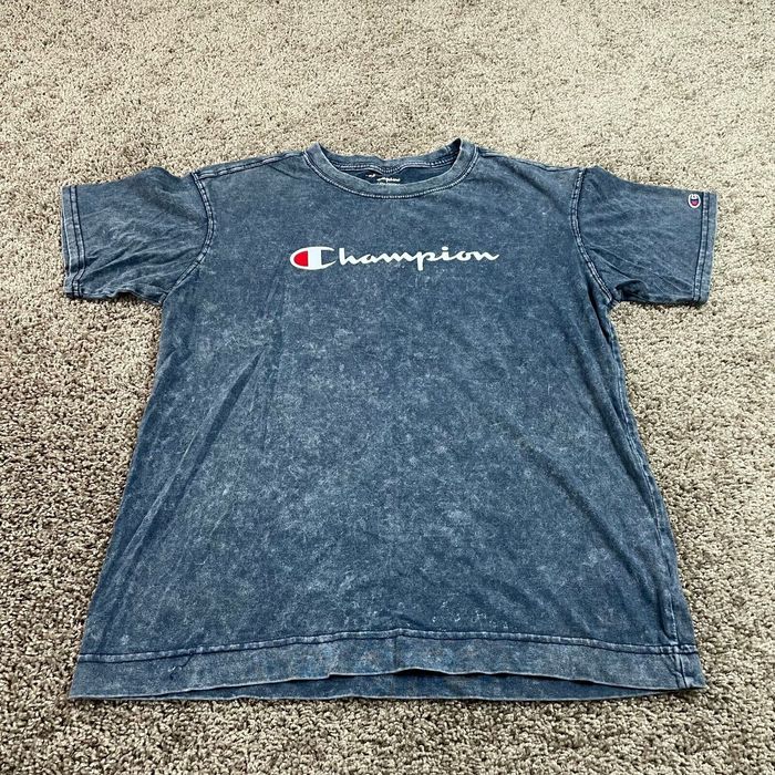 Champion Vintage Champion Shirt Adult Small Blue Faded Big Logo Short ...