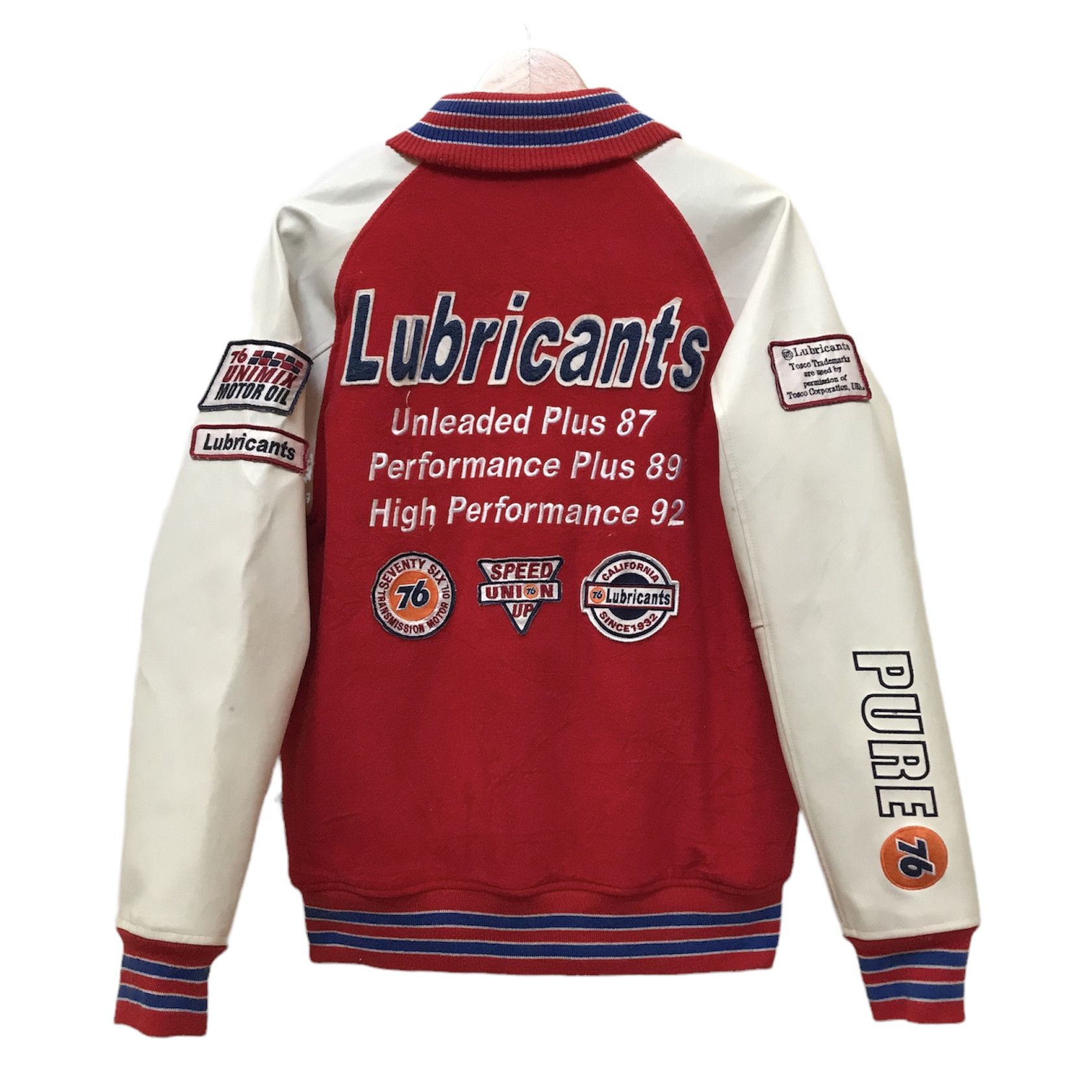 Racing × Varsity Jacket × Vintage Vintage Racing Union 76 Lubricants Motor Oil Varsity Jacket ...