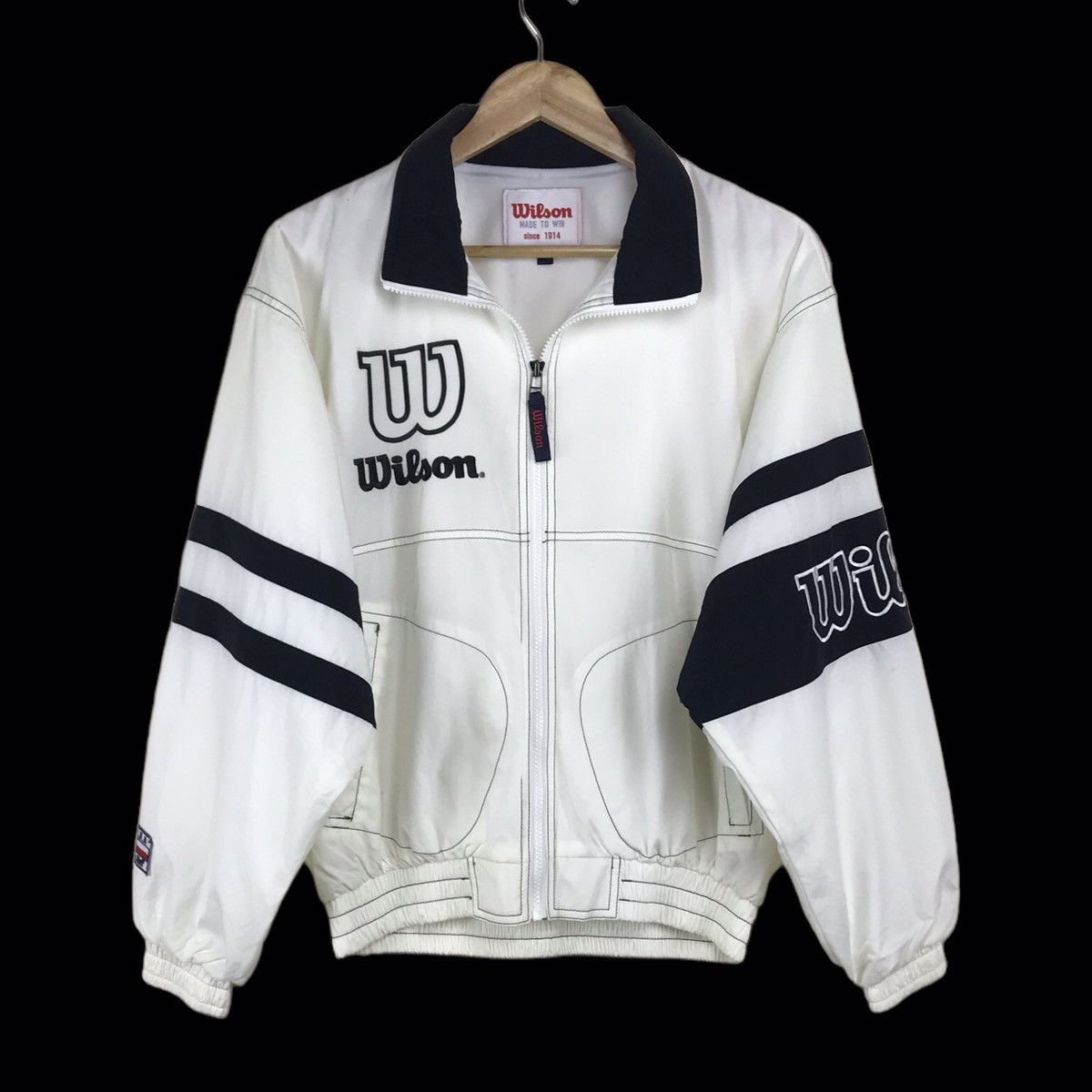Vintage Vintage Wilson Spell Out Big Logo White Windbreaker Jacket ...