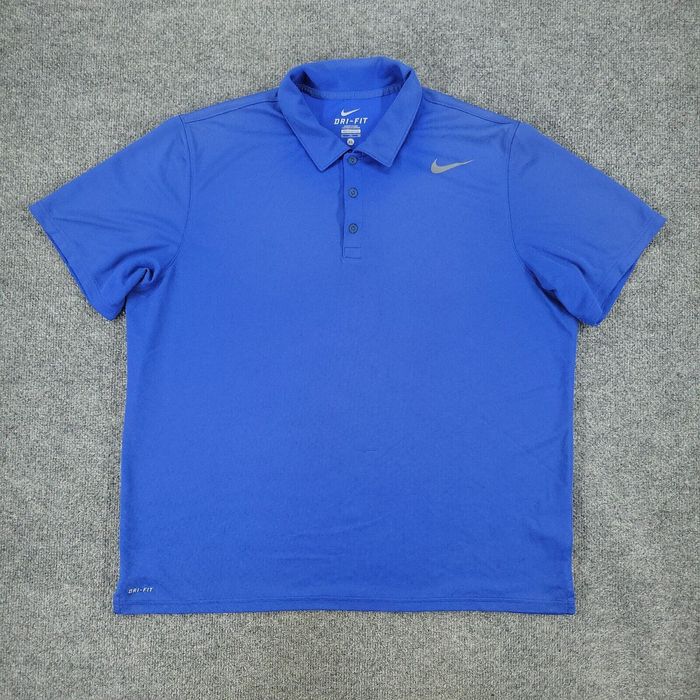 Nike Nike Polo Shirt Men's XL Blue Dri-Fit Short Sleeve Logo Stretch ...