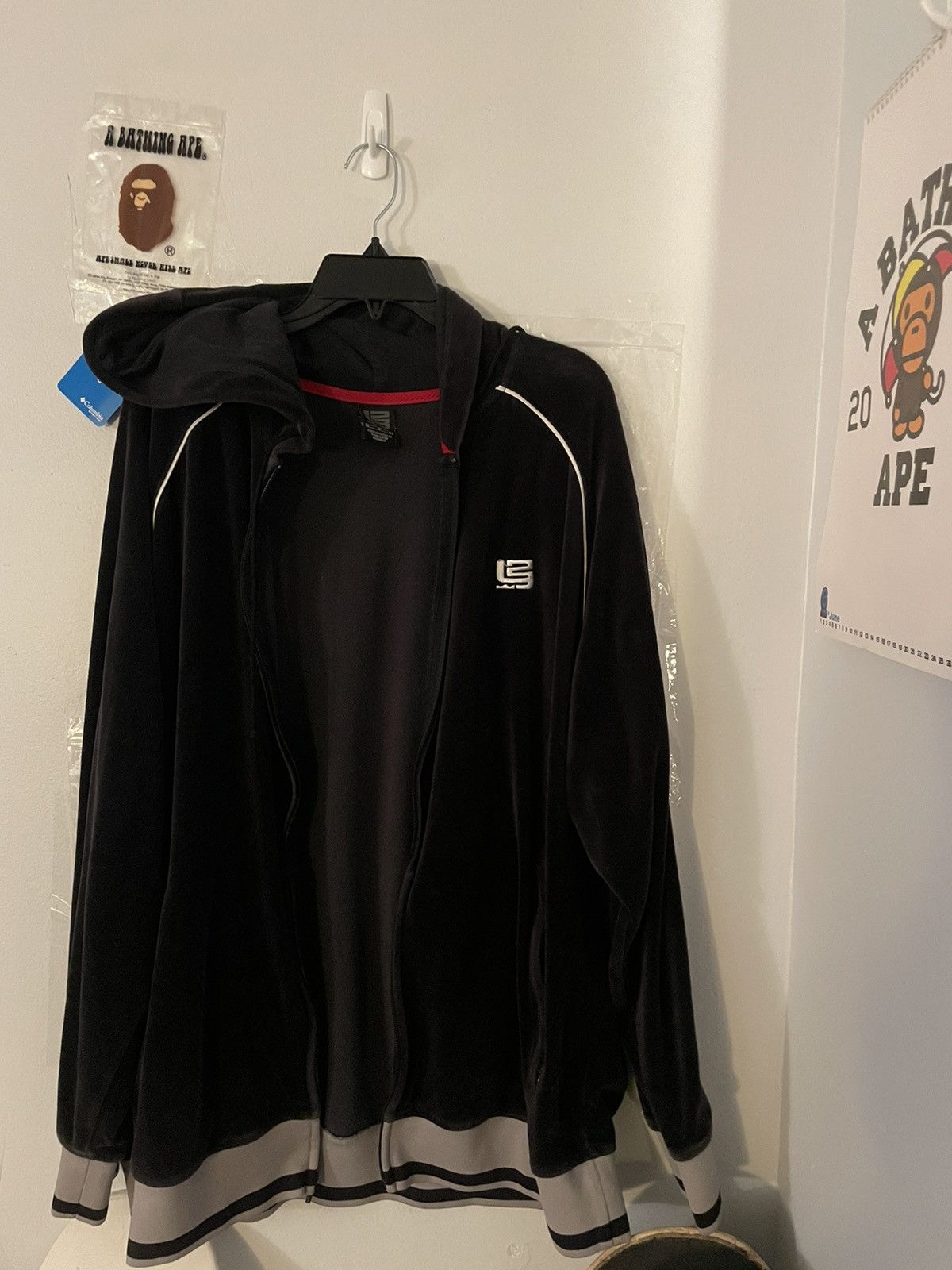 Nike × Vintage Velvet Lebron elite hooded track jacket | Grailed