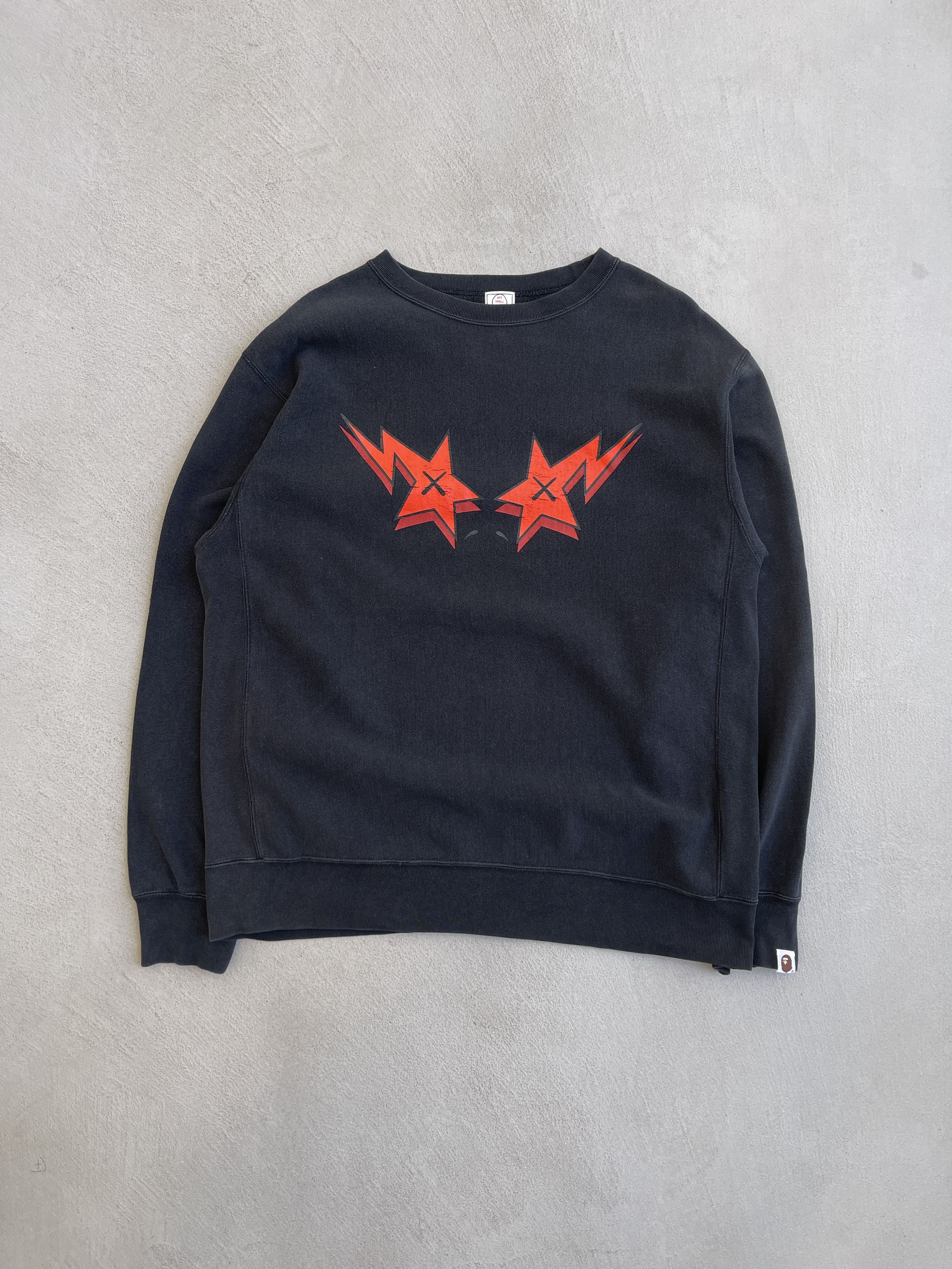 Bape × Kaws Vintage 2005 Bape x Kaws OG Bapesta Crewneck Sweatshirt ...