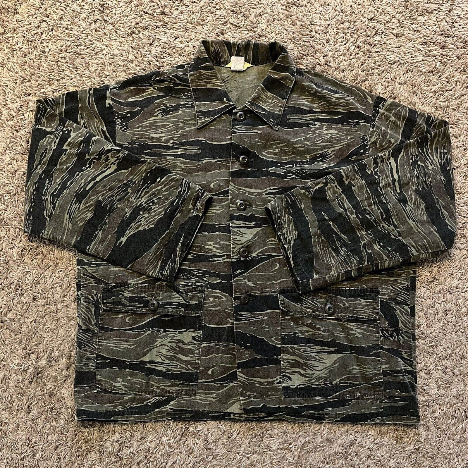 Vintage 80s Ranger Tiger Camo Field Cargo Army Button Up Jacket | Grailed