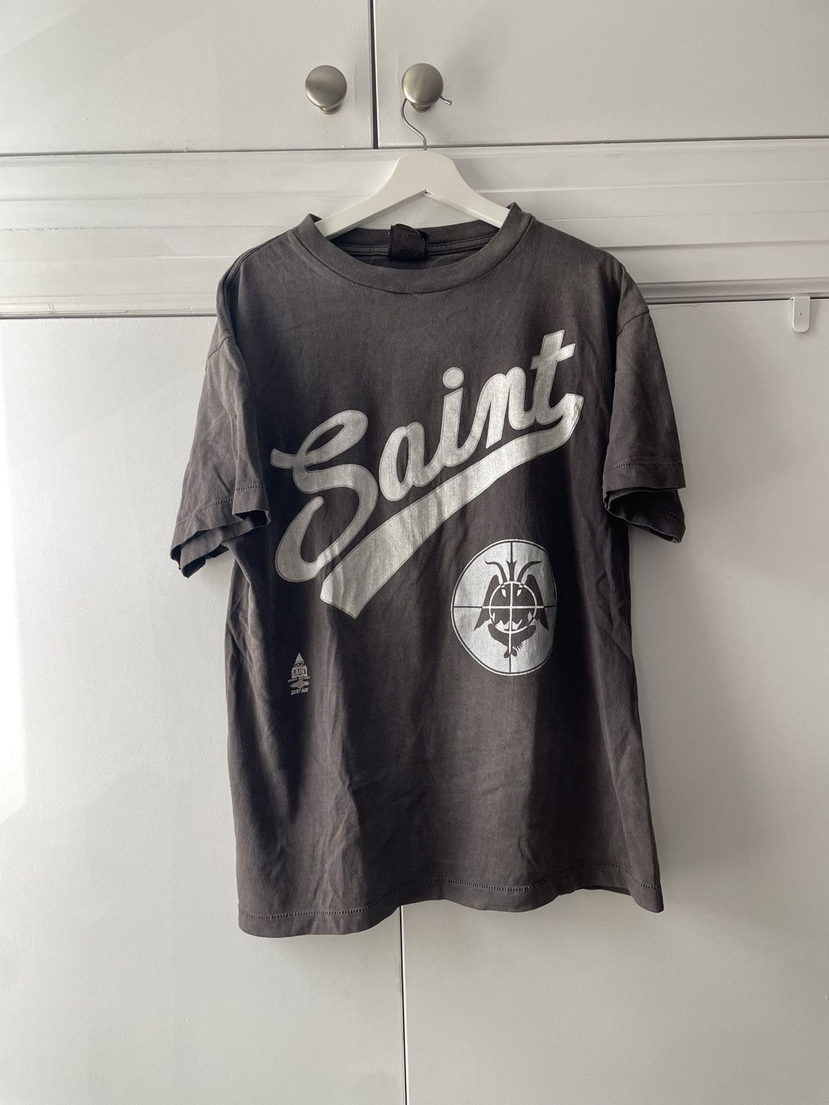 Saint Michael Script Logo FOCUS T-Shirt | Grailed