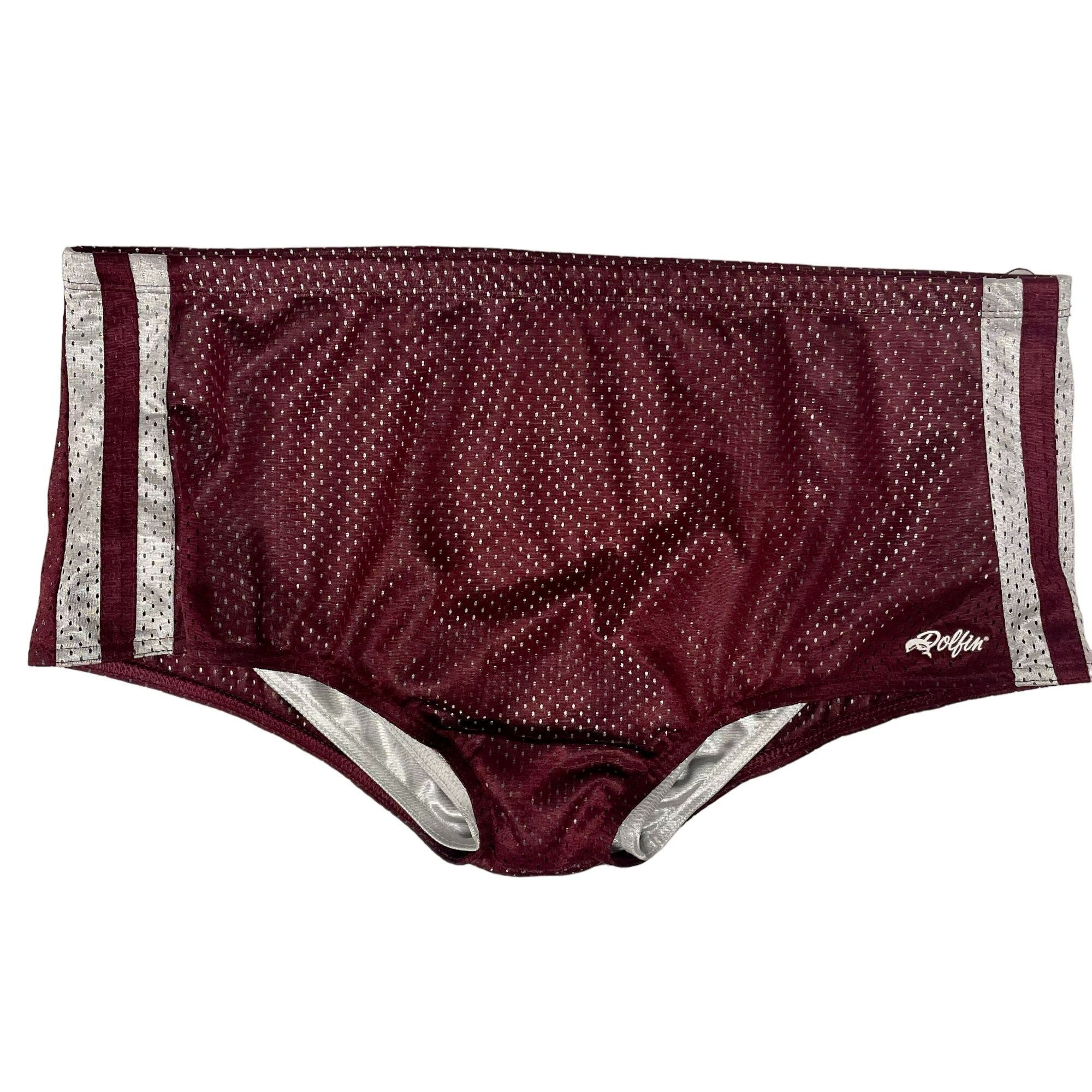 Unkwn NOS New 80s Dolfin Maroon MESH DIVING Competition Swim Brief ...